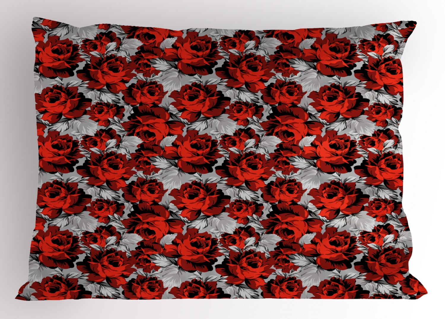 Ambesonne Floral Pillow Sham, Roses Vintage Valentines, 26" X 20", Red ...
