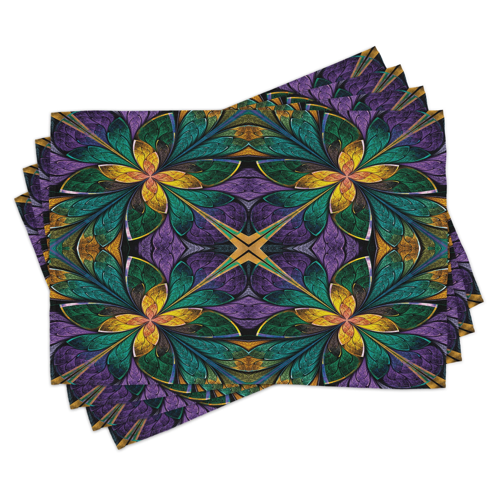 Ambesonne Floral Place Mats Set of 4, Antique Window Style, Standard ...