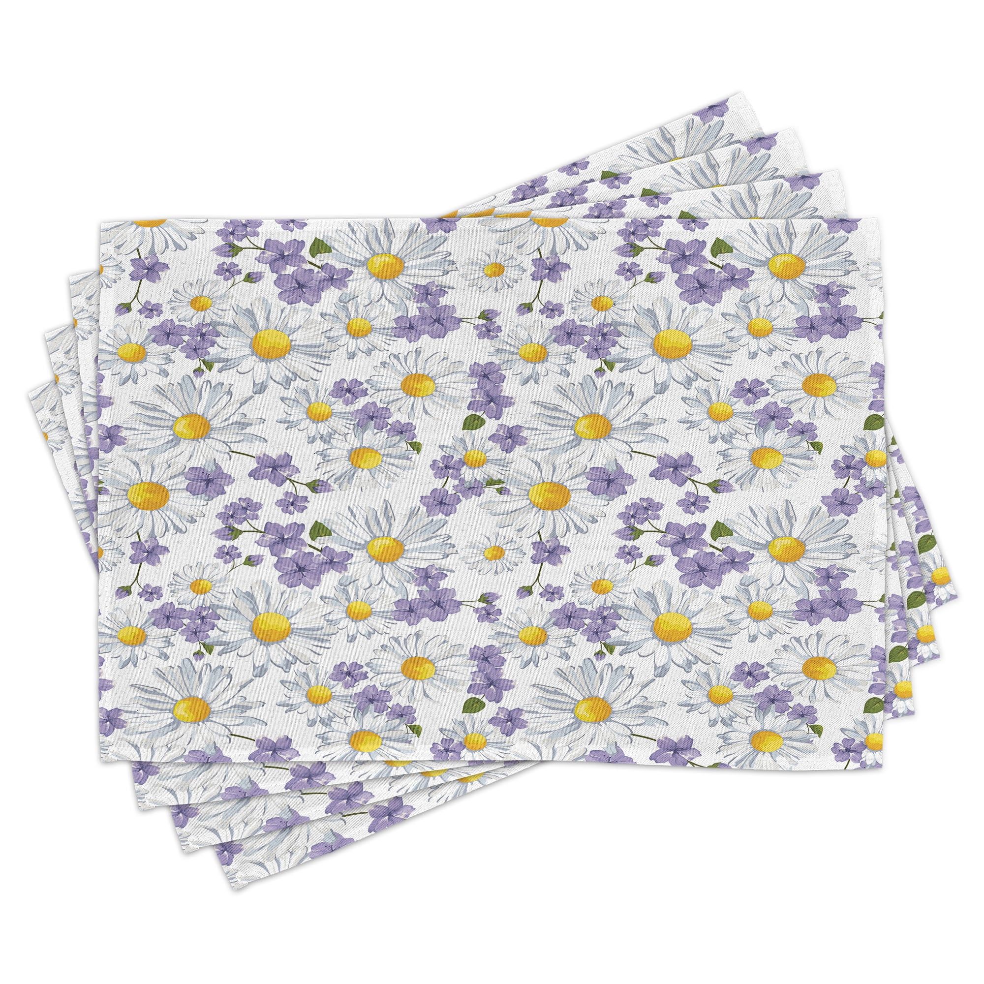 Ambesonne Floral Place Mats Set of 4, Blossoming Wild Flowers, Standard ...