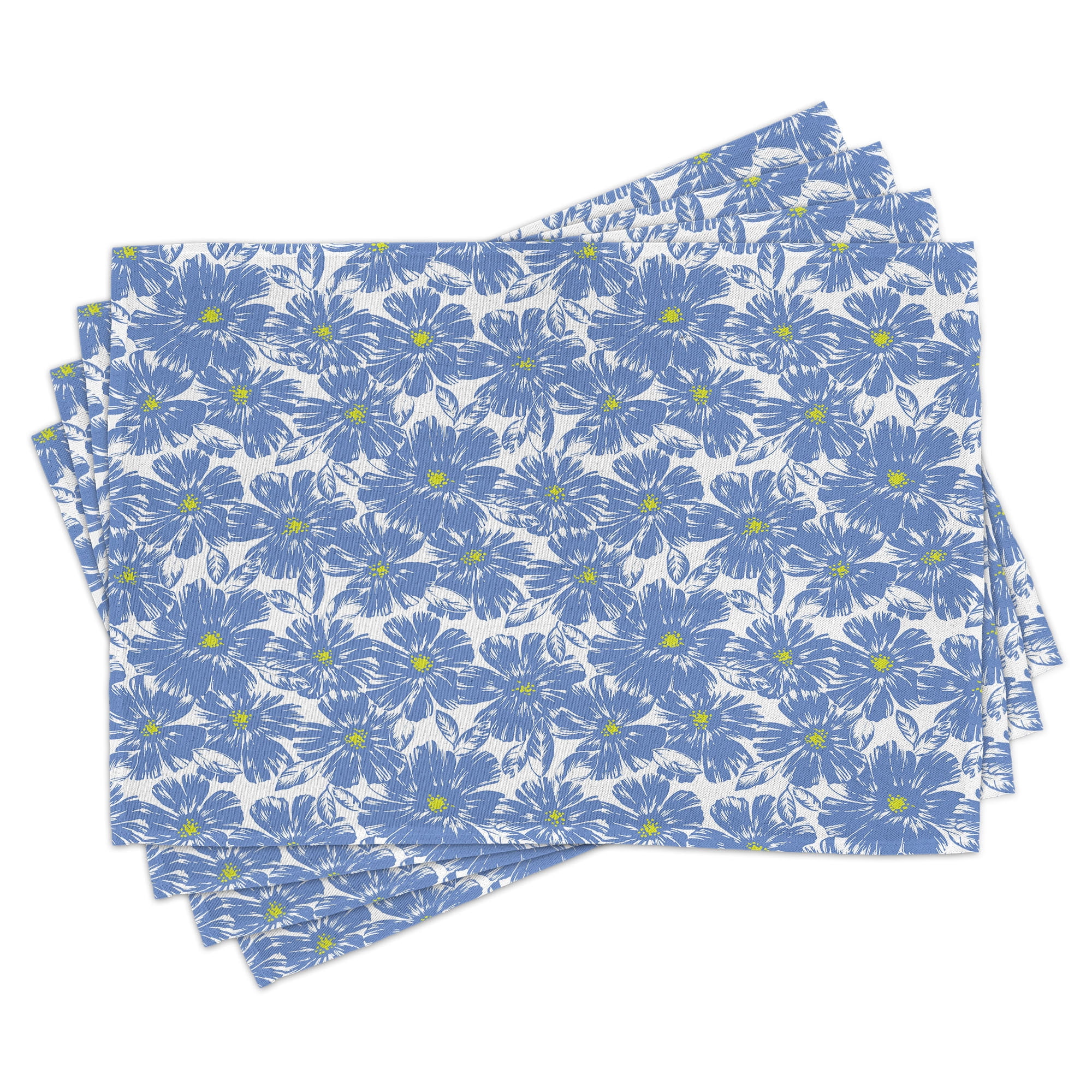 Ambesonne Floral Place Mats Set of 4, Botanical Pastel Nature, Standard ...