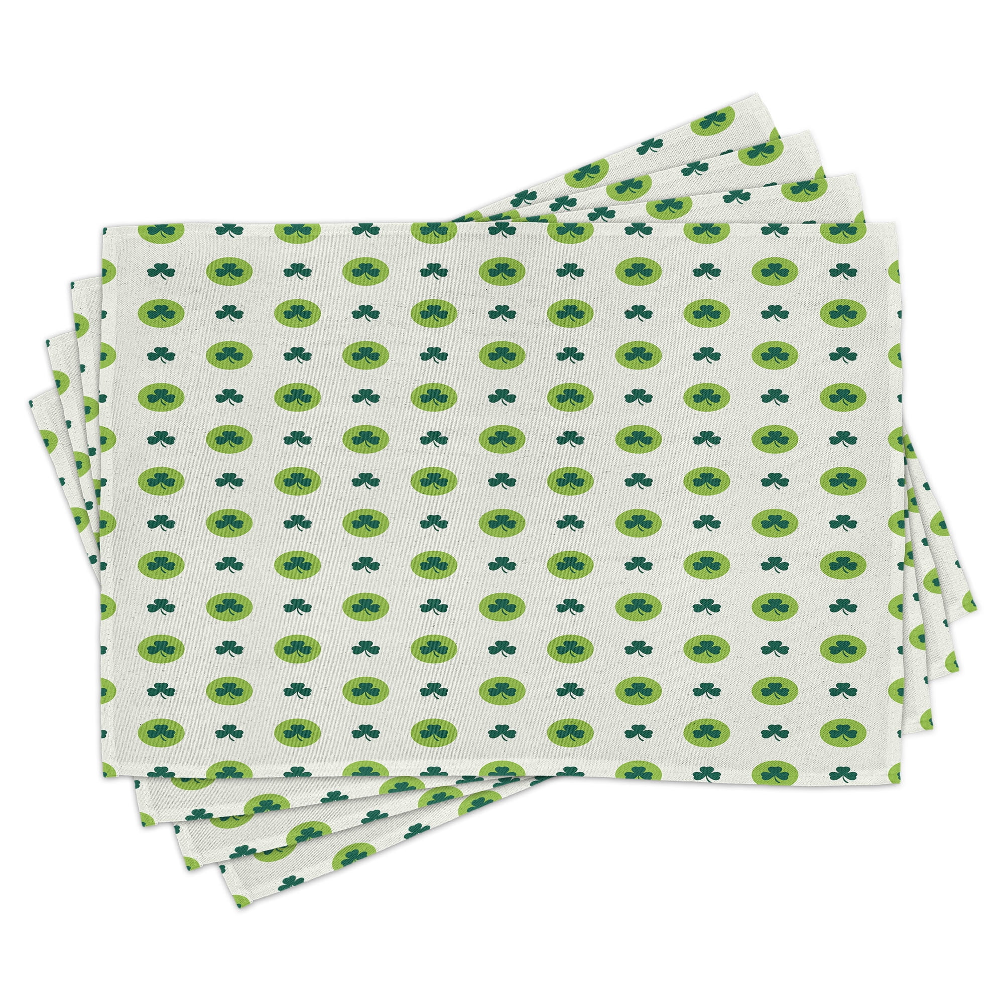 Ambesonne Floral Place Mats Set of 4, Clovers Green Dots Irish ...
