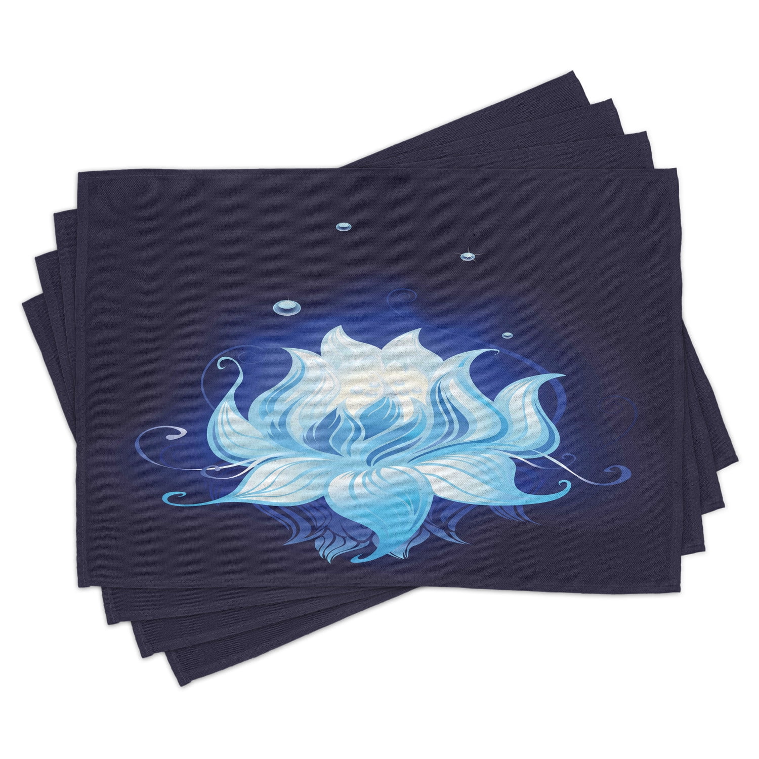 Ambesonne Floral Place Mats Set of 4, Lotus with Dew Drops, Standard ...