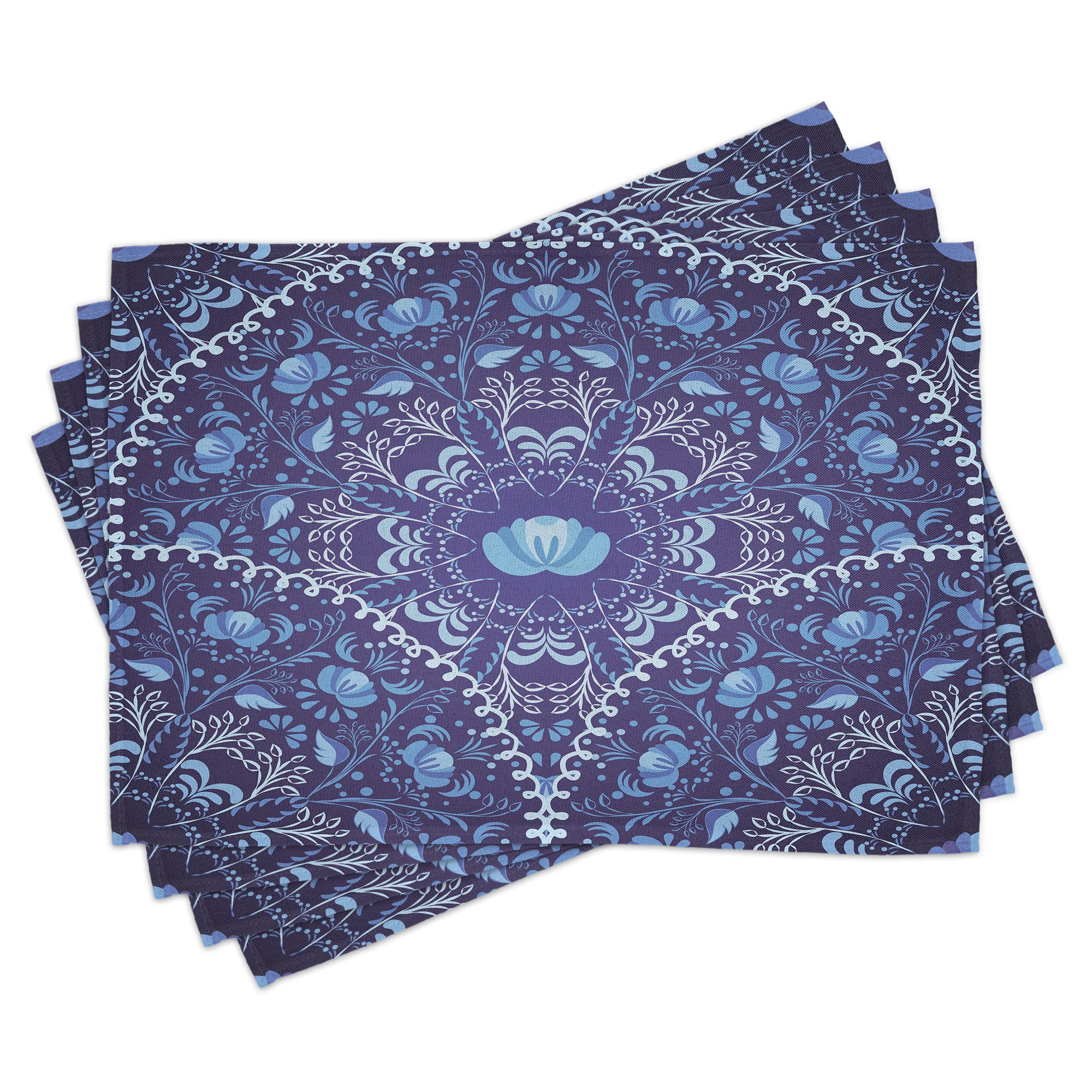 Ambesonne Floral Place Mats Set of 4, Oriental Circular Design ...
