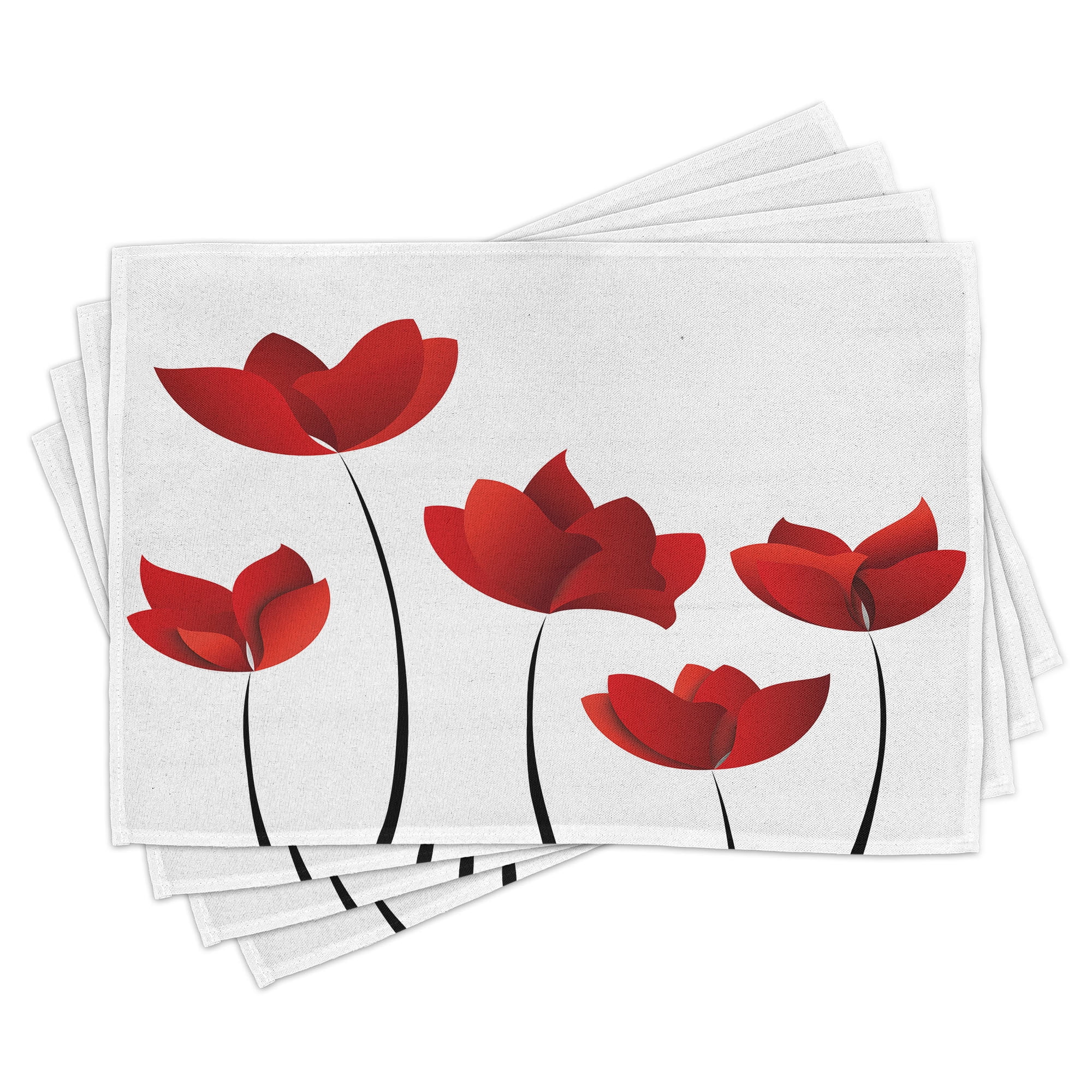 Ambesonne Floral Place Mats Set of 4, Vivid Rose Flower Petal, Standard ...