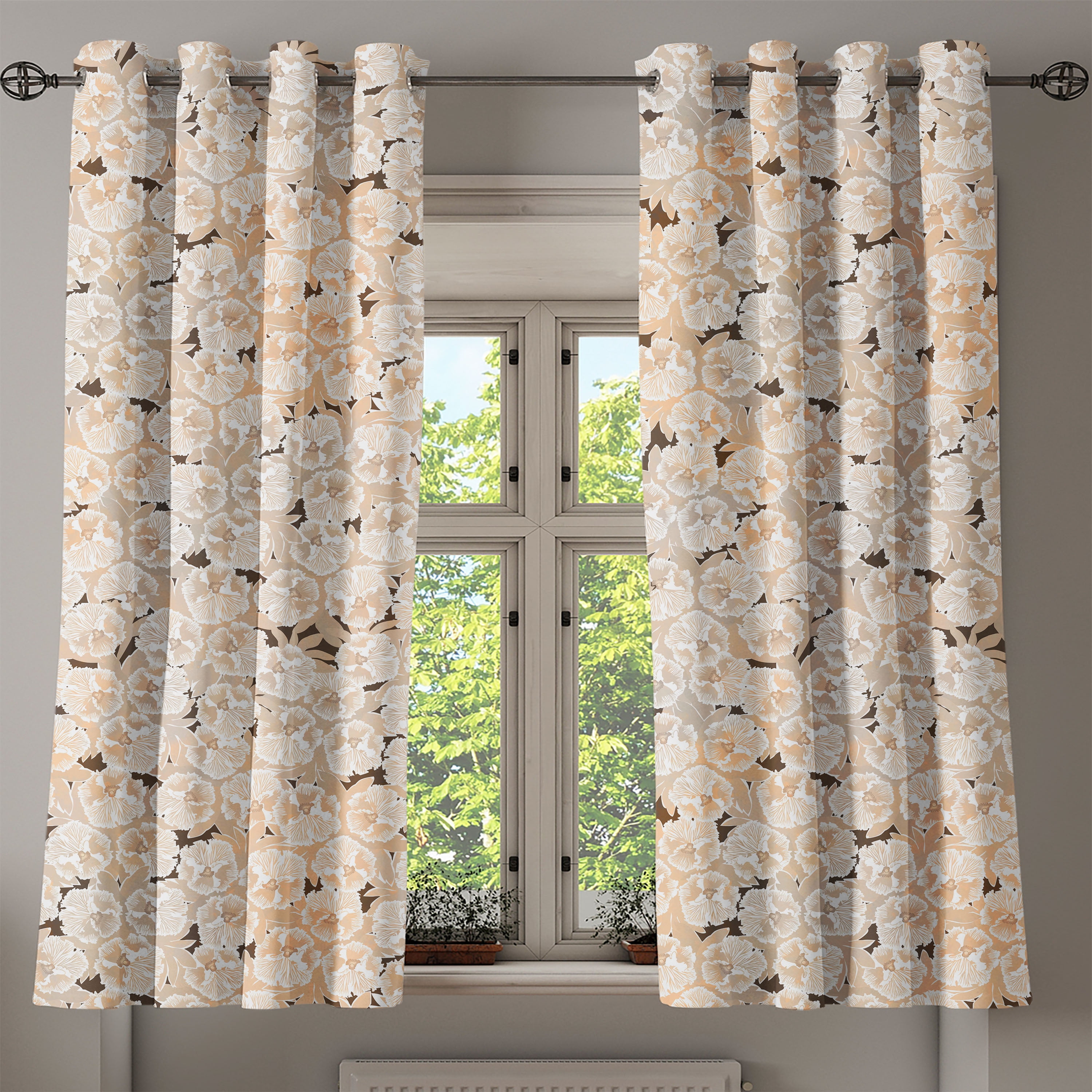 Ambesonne Floral Scene Grommet Curtain Garden Feels Flowers 50x63