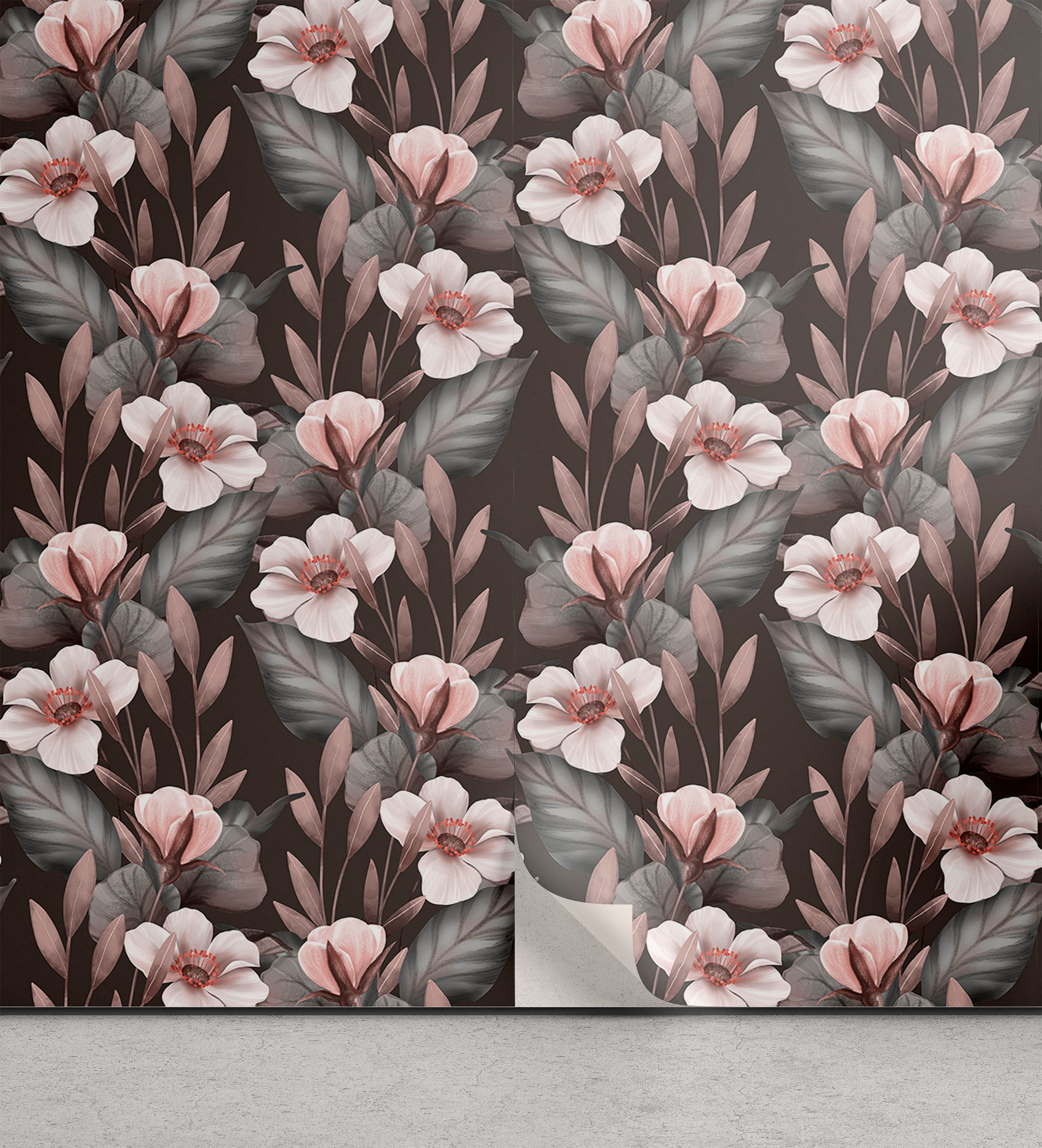 Ambesonne Floral Scene Peel & Stick Wallpaper for Home, Leaves Vintage ...