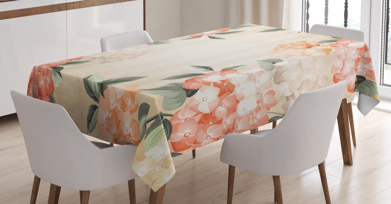 Ambesonne Floral Tablecloth Rectangular Table Cover, Blooming Hydrangea ...