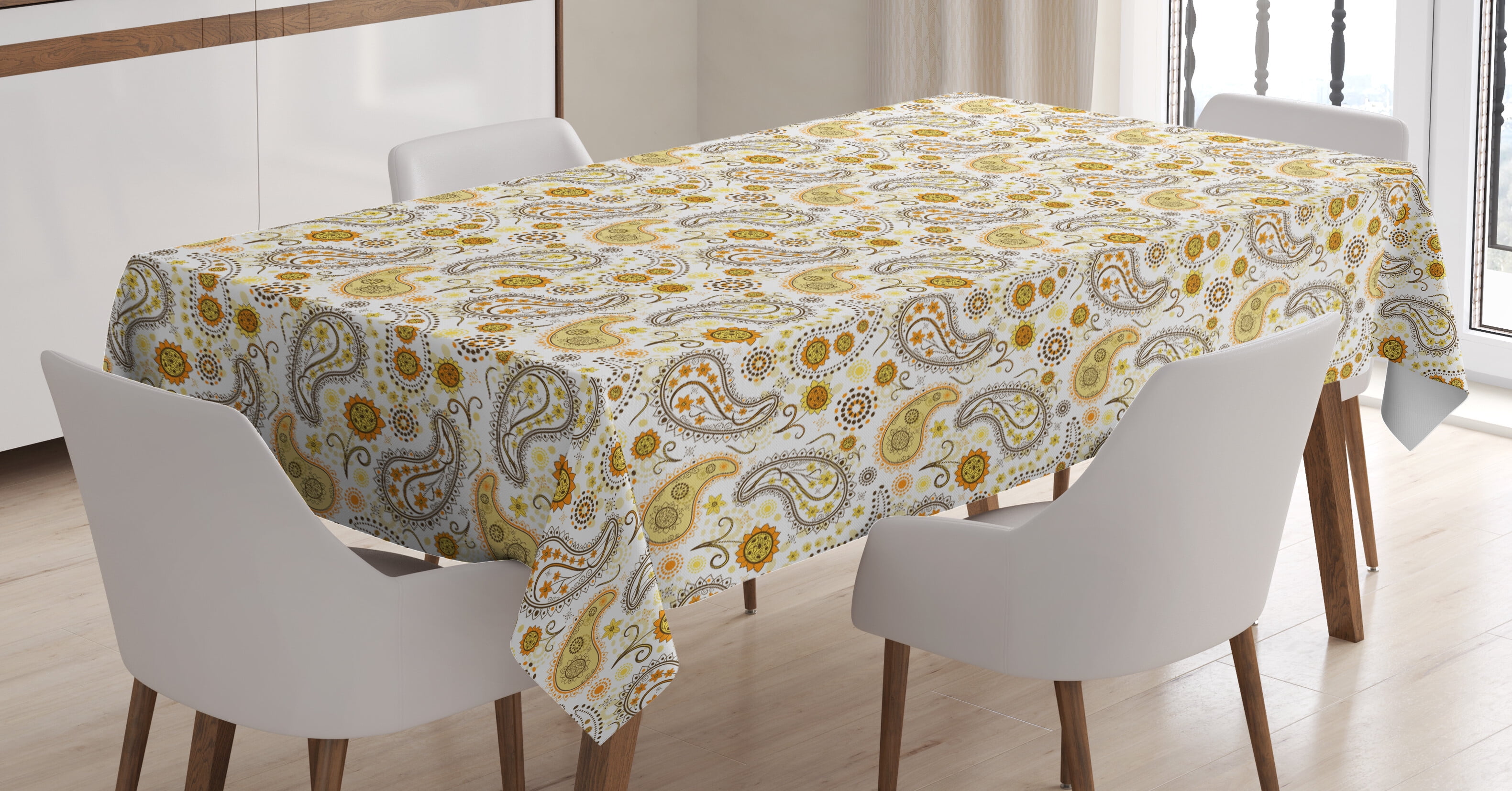 Ambesonne Floral Tablecloth Rectangular Table Cover, Boho Ornate ...