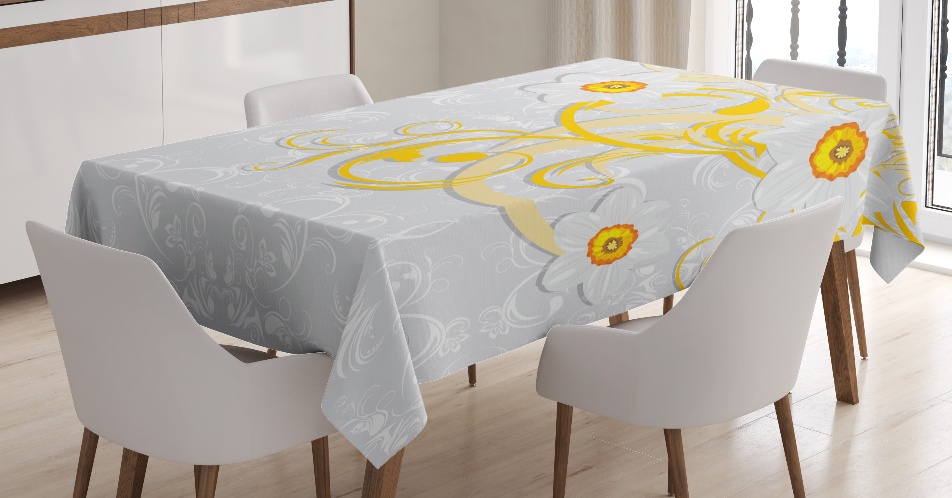Ambesonne Floral Tablecloth Rectangular Table Cover, Daffodils ...