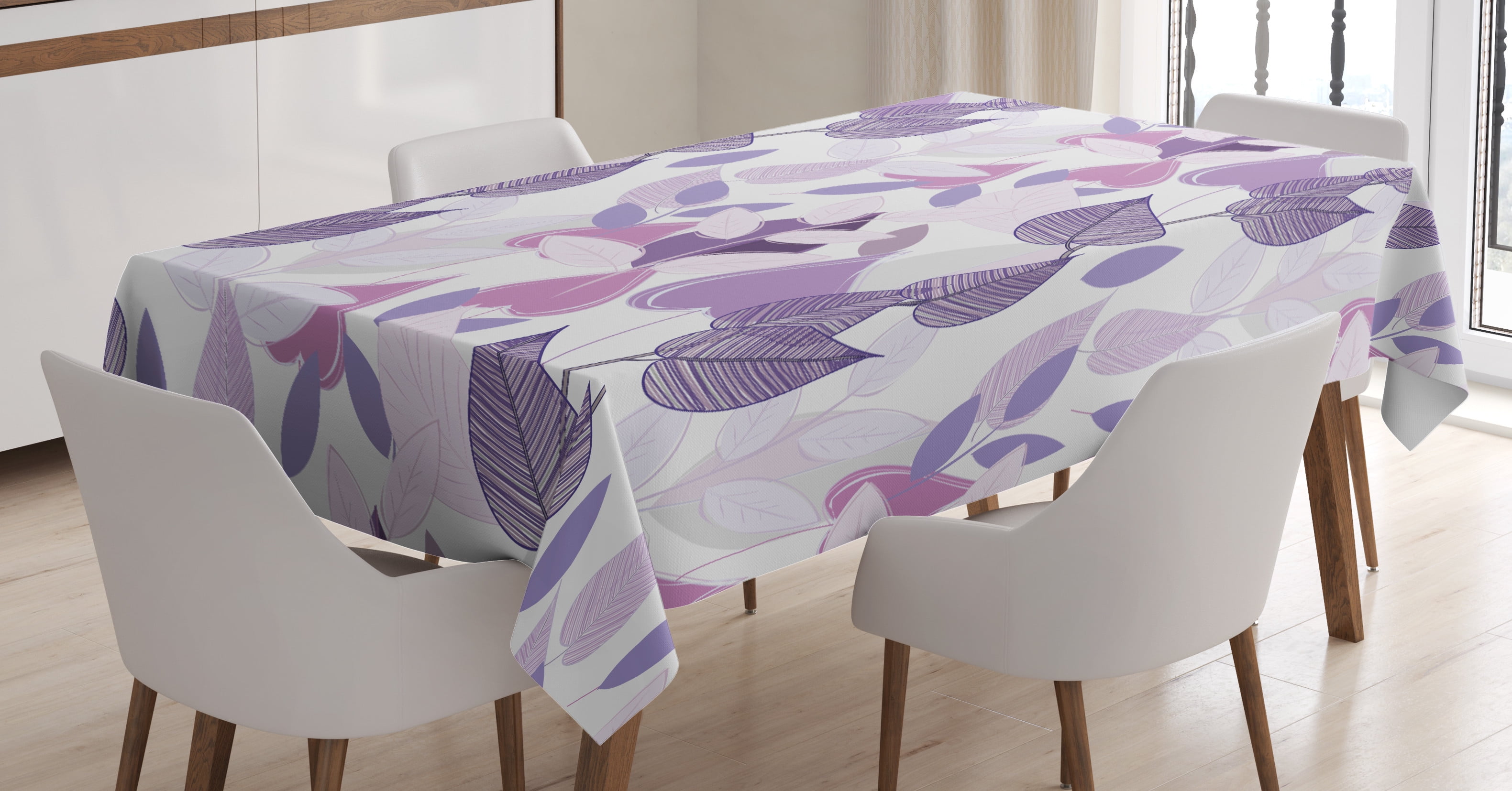Ambesonne Floral Tablecloth Rectangular Table Cover, Foliage Leaves ...