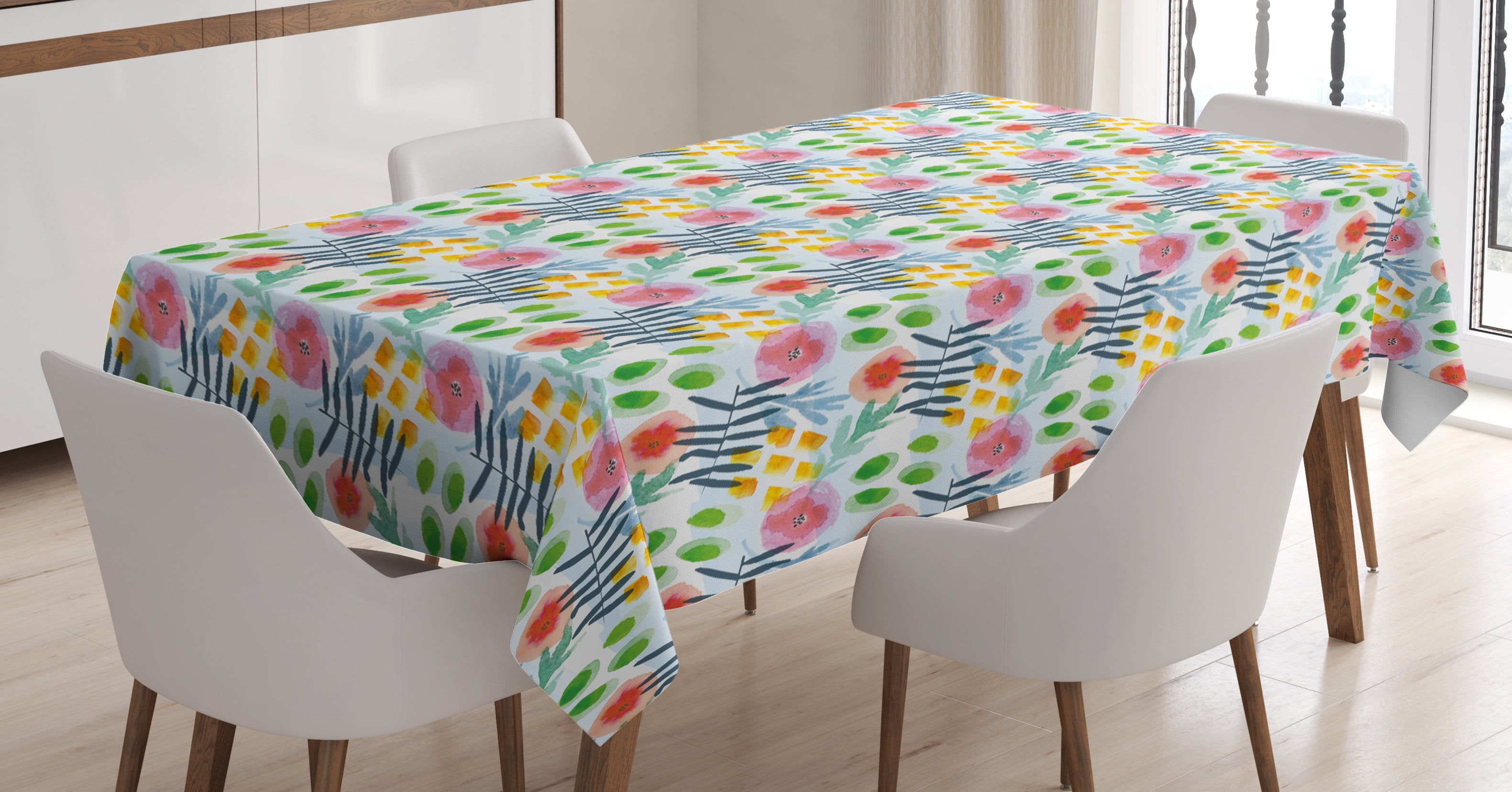 Ambesonne Floral Tablecloth Rectangular Table Cover, Modern Brushstroke ...