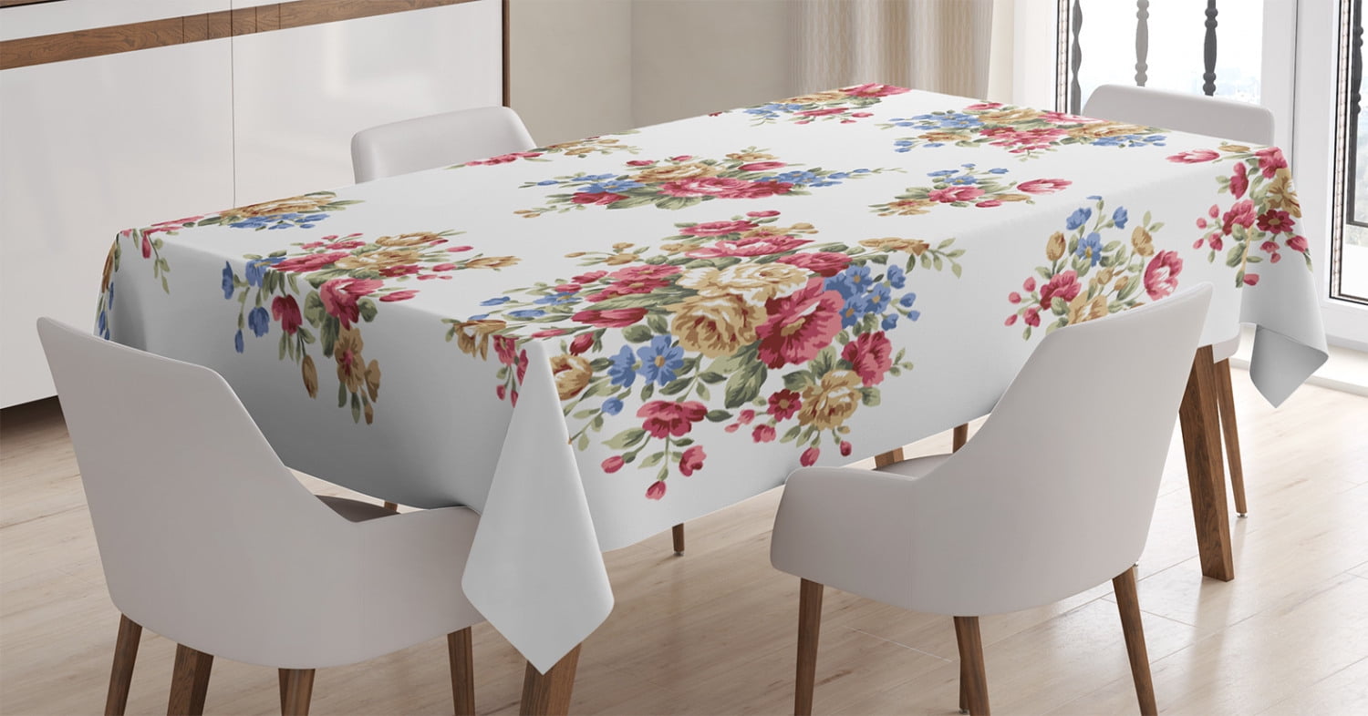 Ambesonne Floral Tablecloth Rectangular Table Cover, Romance Love ...