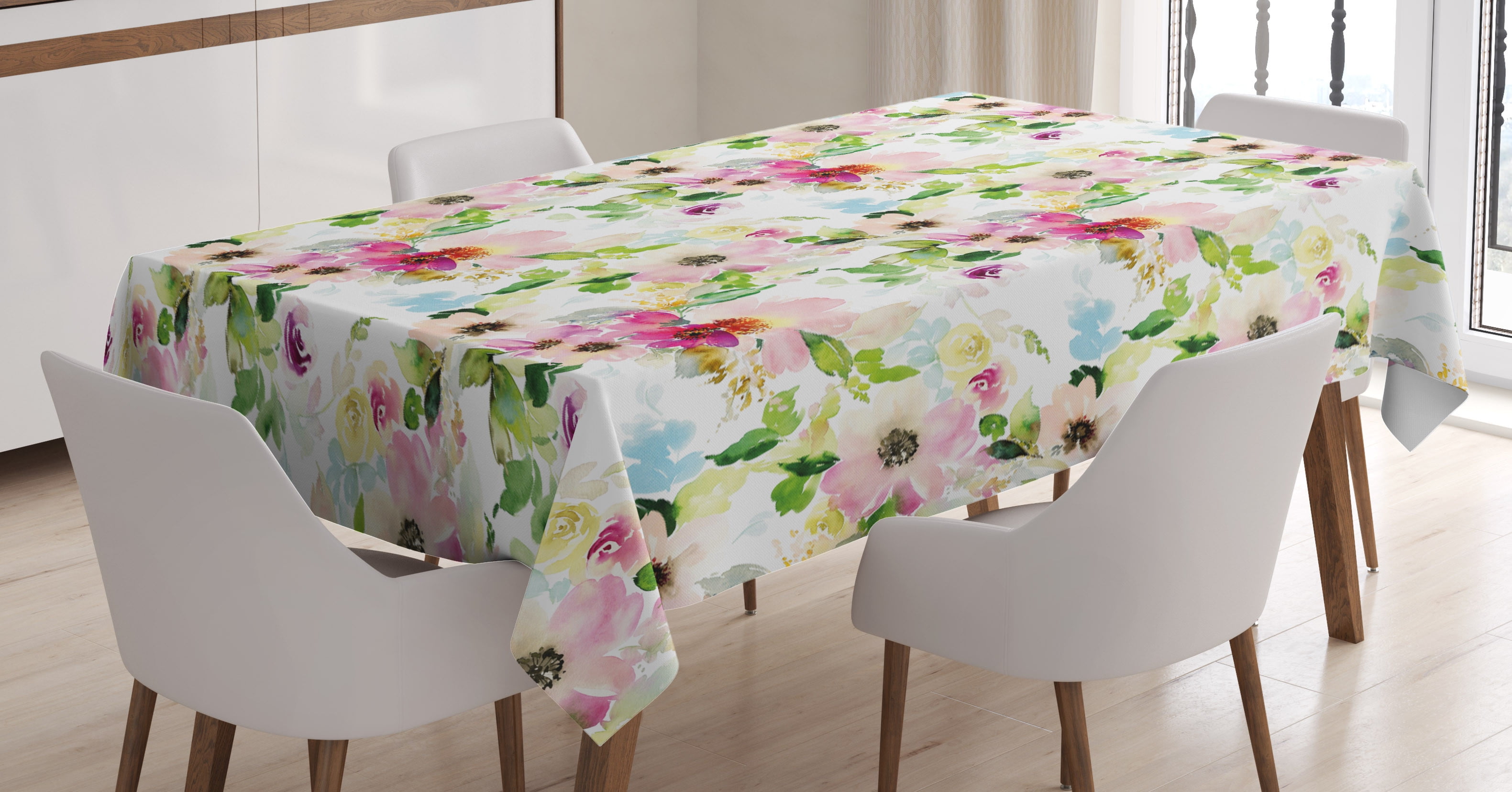 Ambesonne Floral Tablecloth Rectangular Table Cover, Spring Flowers ...