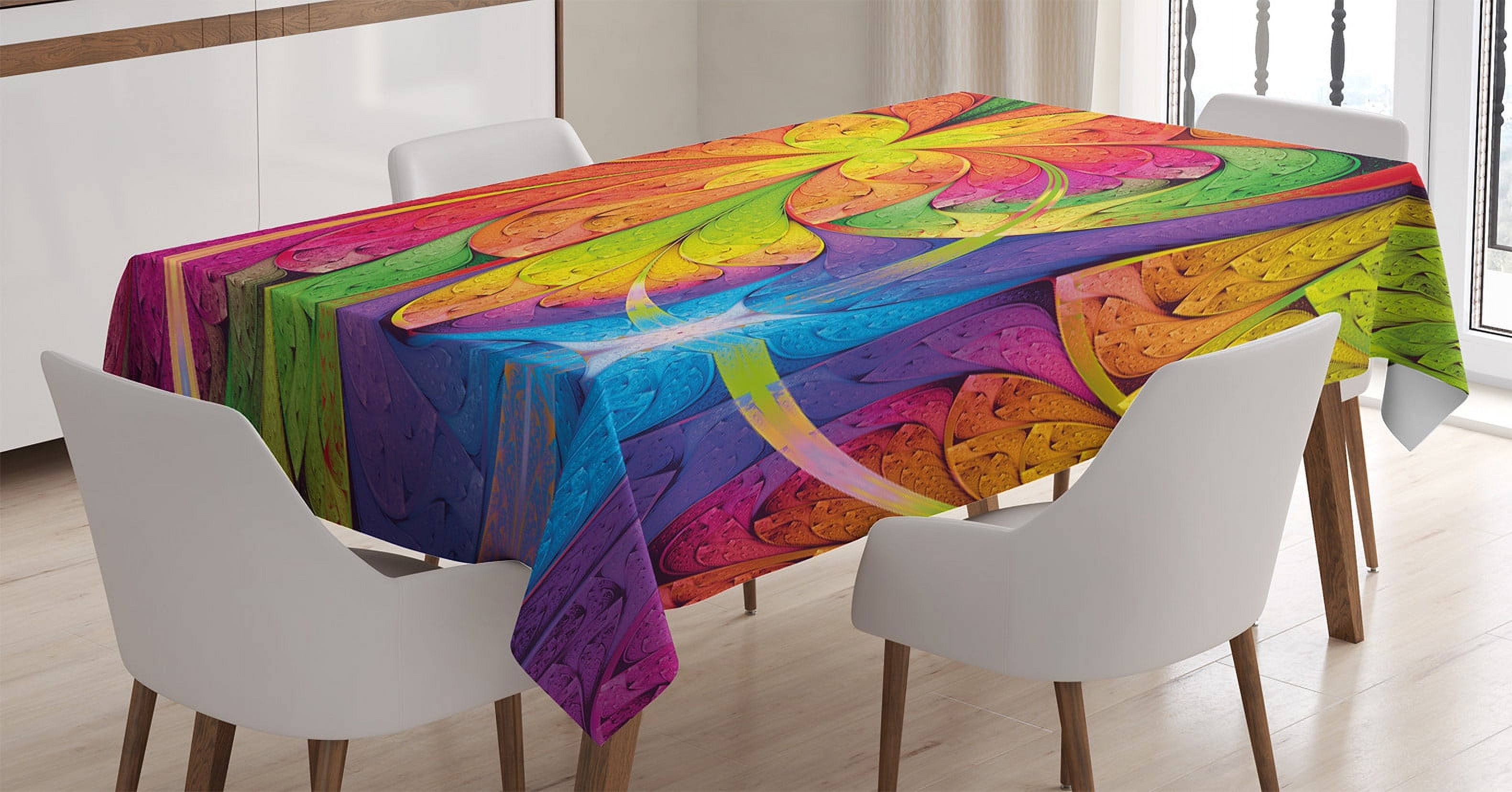 Ambesonne Floral Tablecloth Rectangular Table Cover, Vibrant Colored ...