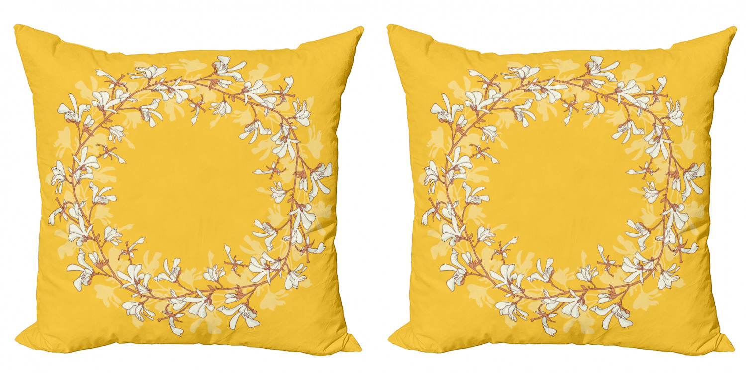 Ambesonne Floral Throw Pillow Cover 2 Pack, Floral Wreath with ...