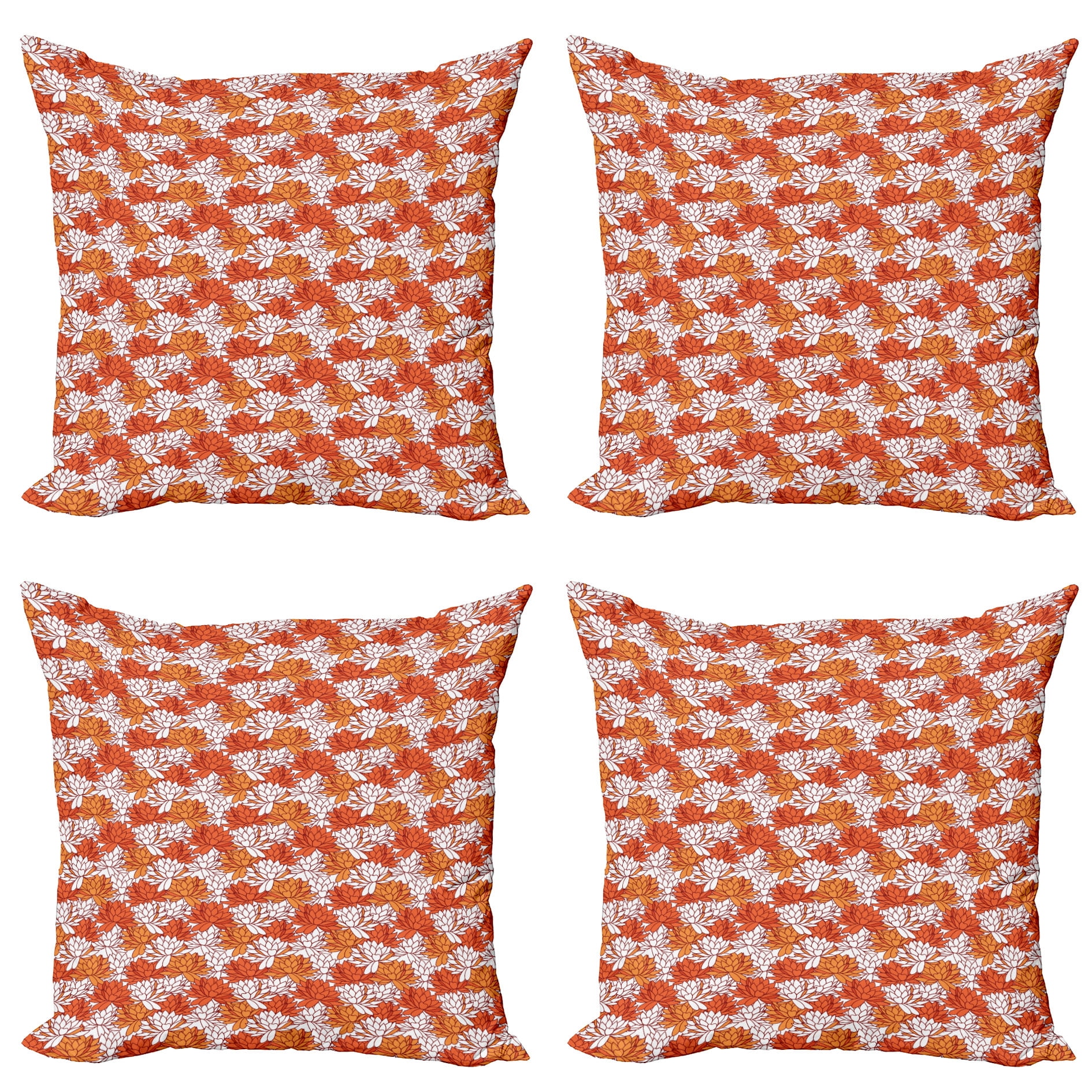 Ambesonne Floral Throw Pillow Cover 4 Pack, Overlapping Lotus Flower ...