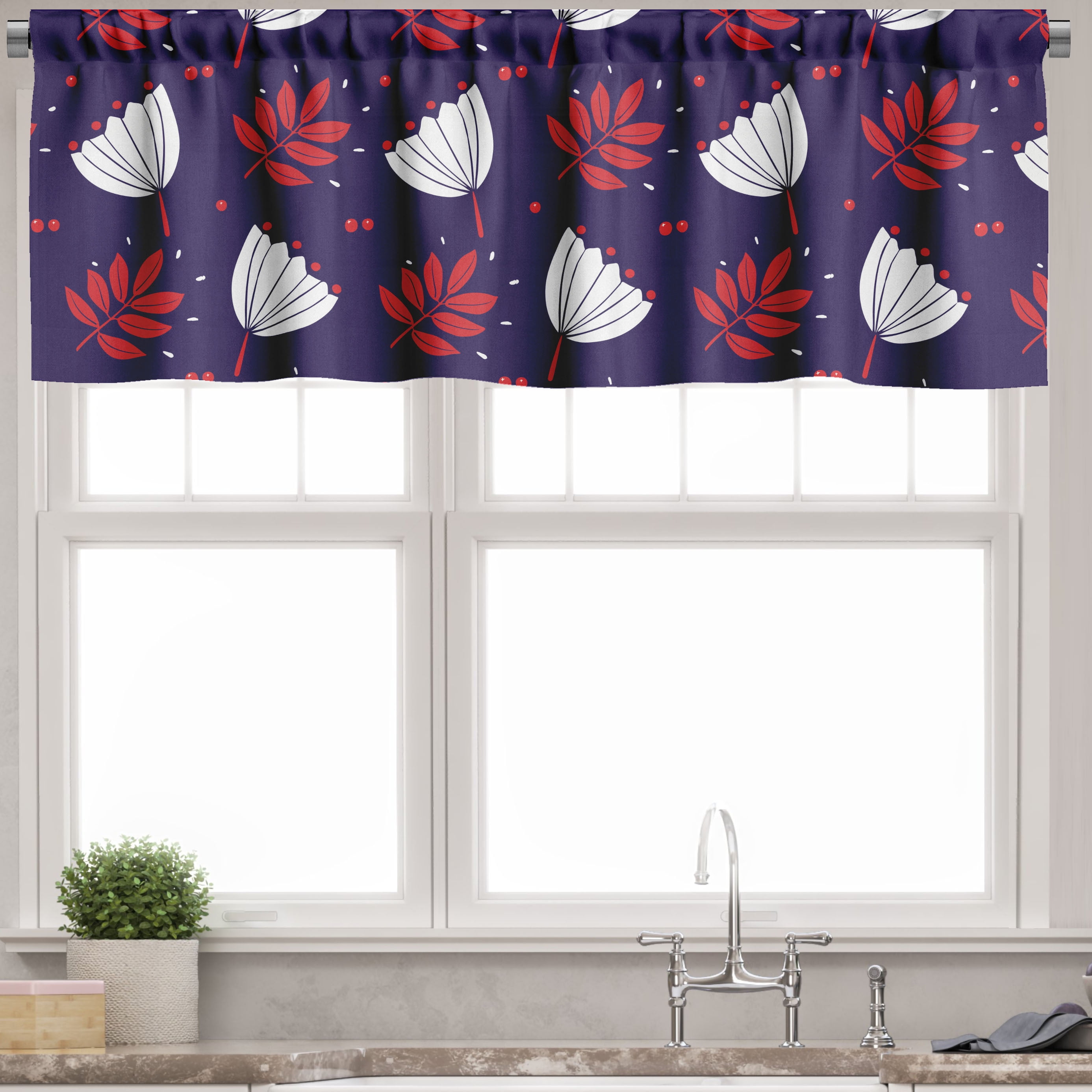 Ambesonne Floral Valance Pack of 2, Abstract Toned Flowers Art, 54"X12 ...