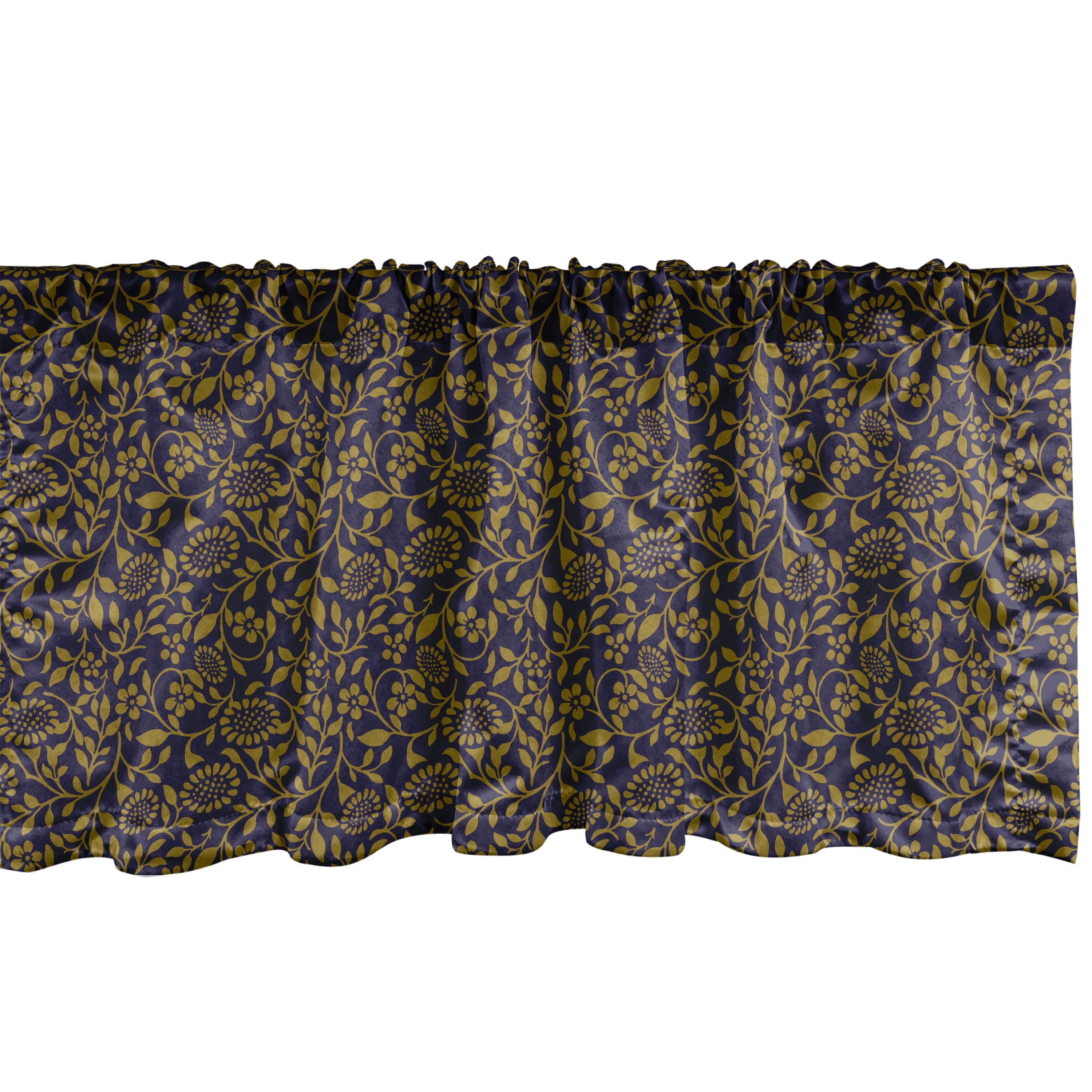 Ambesonne Floral Valance Pack of 2, Flowers and Leaves Motif, 54"X18 ...