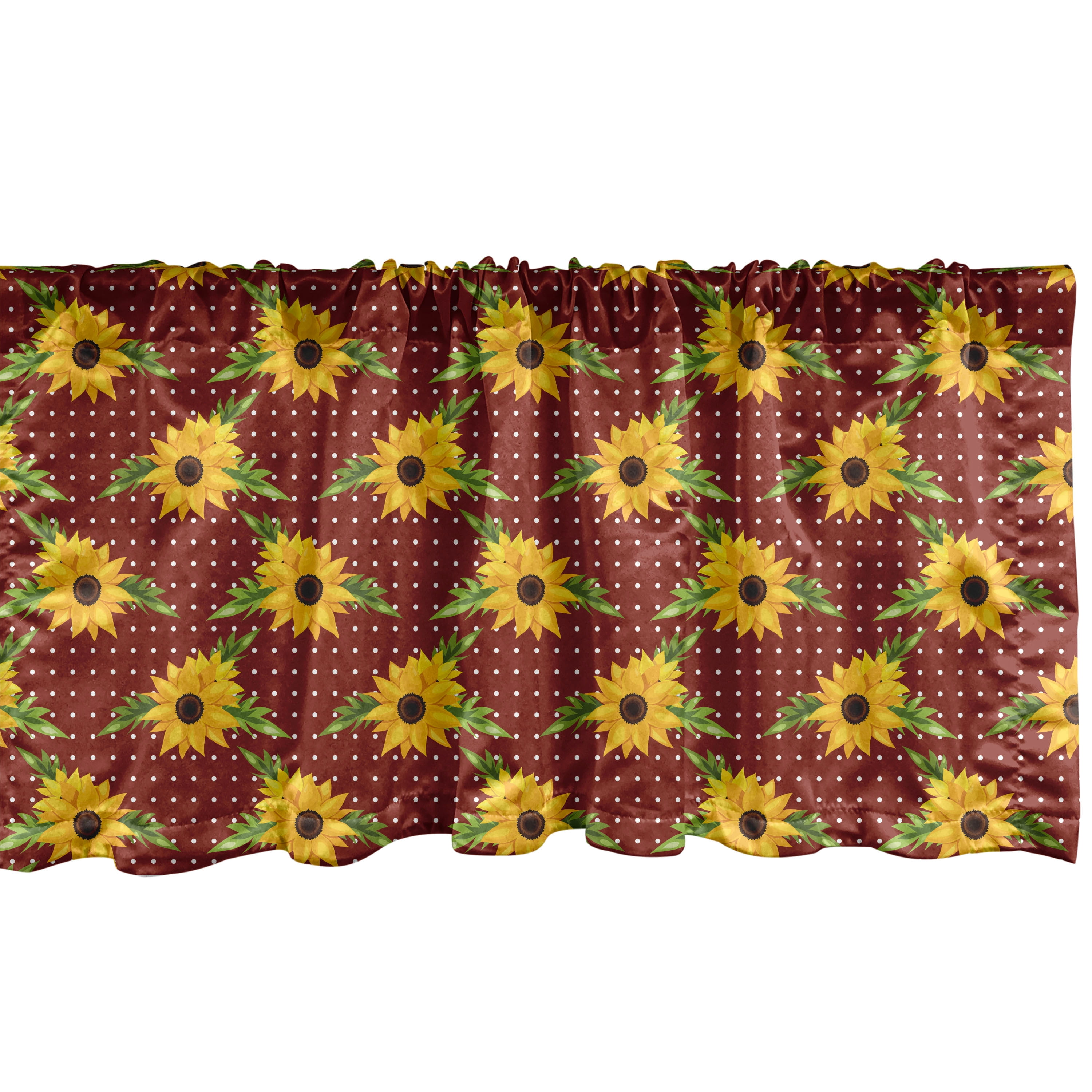 Ambesonne Floral Valance Pack of 2, Summer Sunflower on Polka, 54"X18 ...