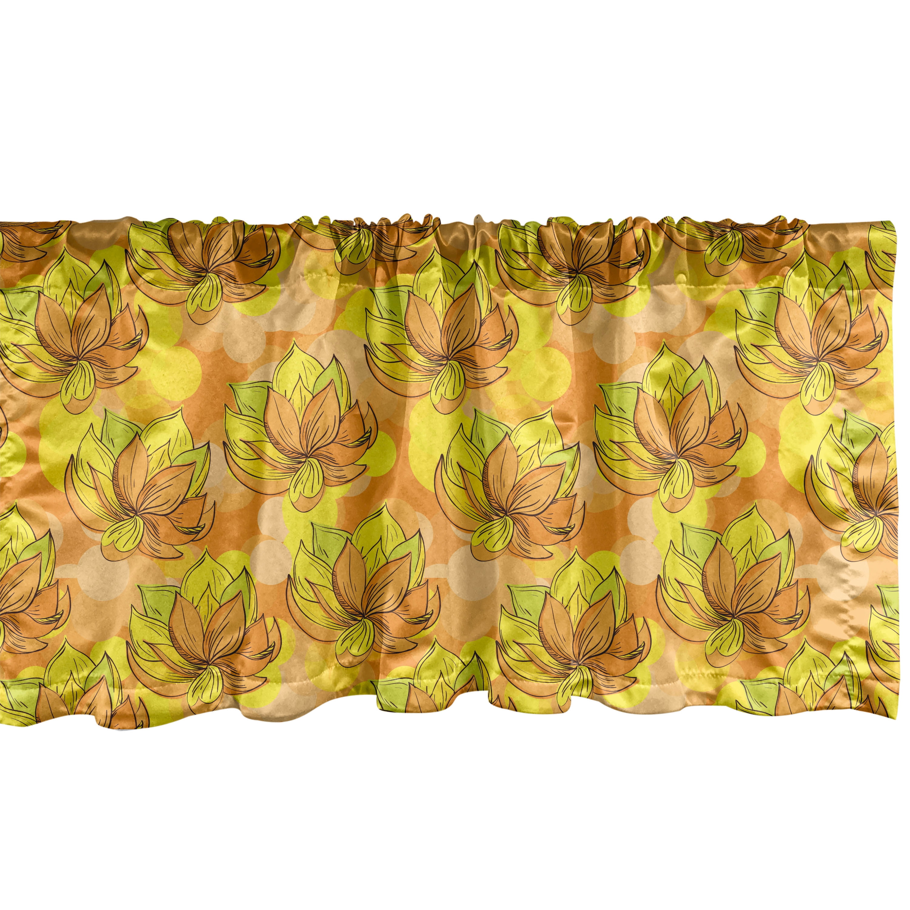 Ambesonne Floral Valance Pack of 2, Tropical Lotus Like Flowers, 54"X12 ...