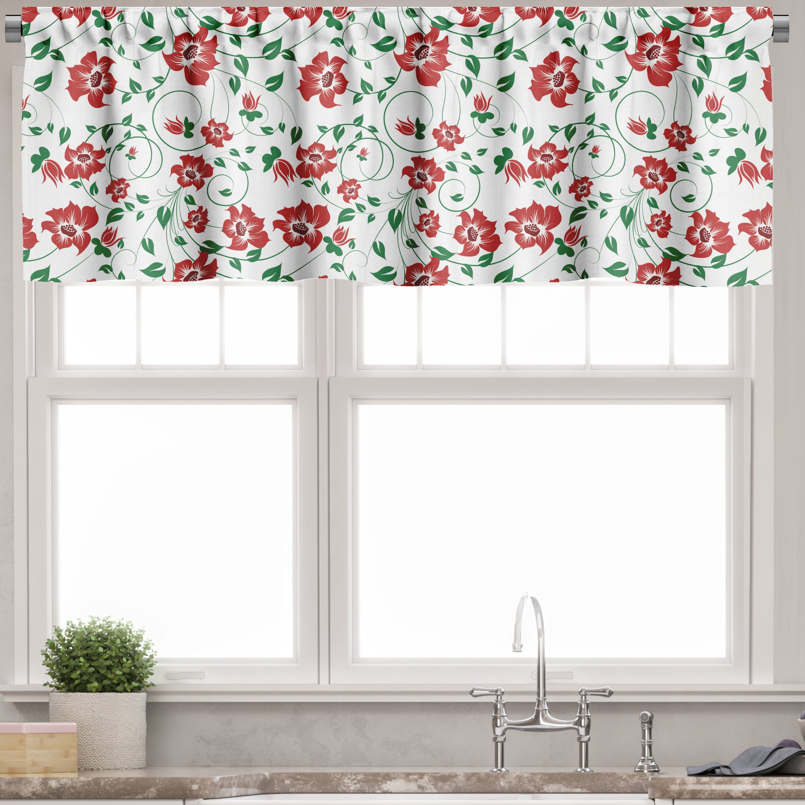 Ambesonne Floral Vintage Valance Pack of 2, Flower Bohemian Art, 42"X18 ...