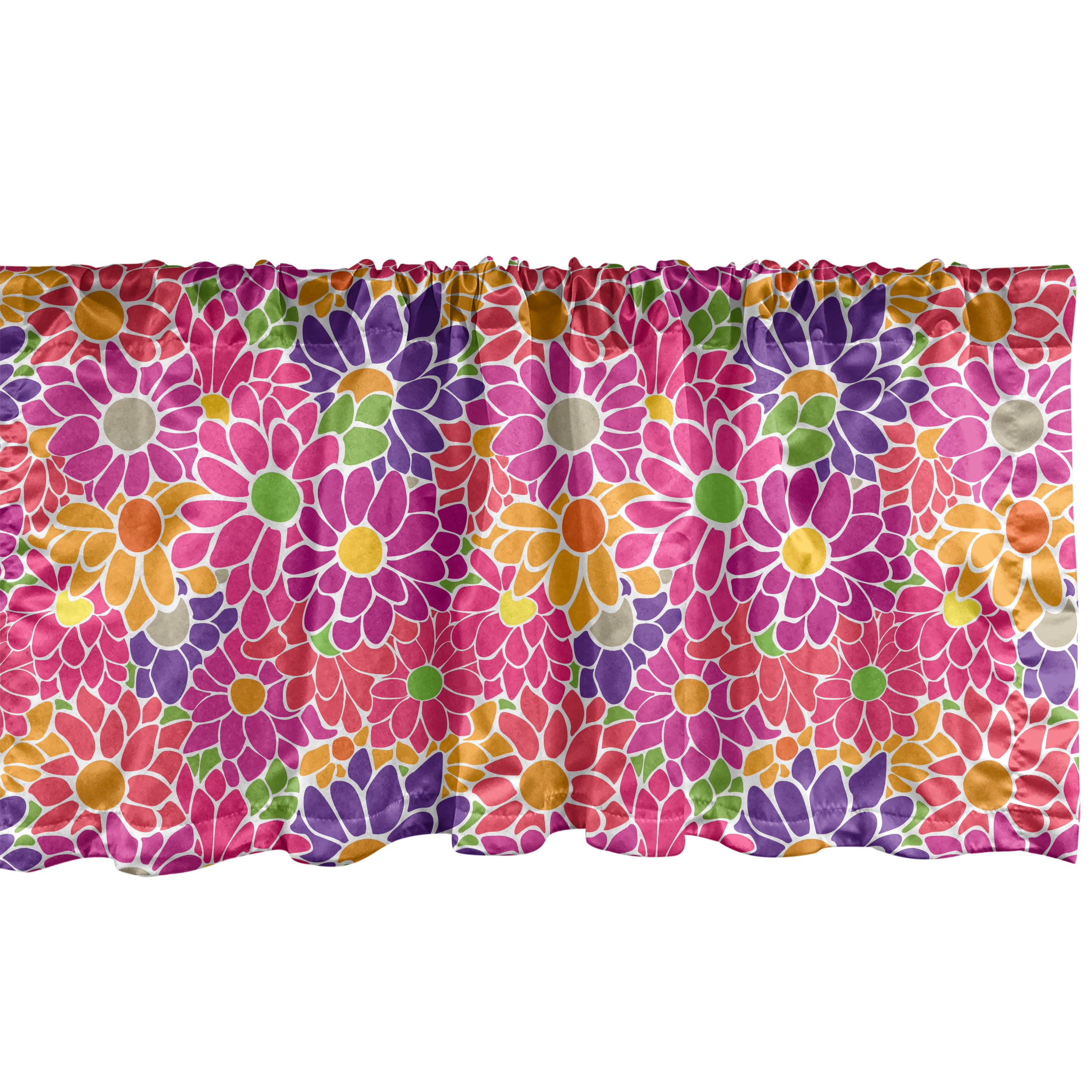 Ambesonne Floral Window Valance, 90's Style Retro Flair Art, 54" X 18 ...