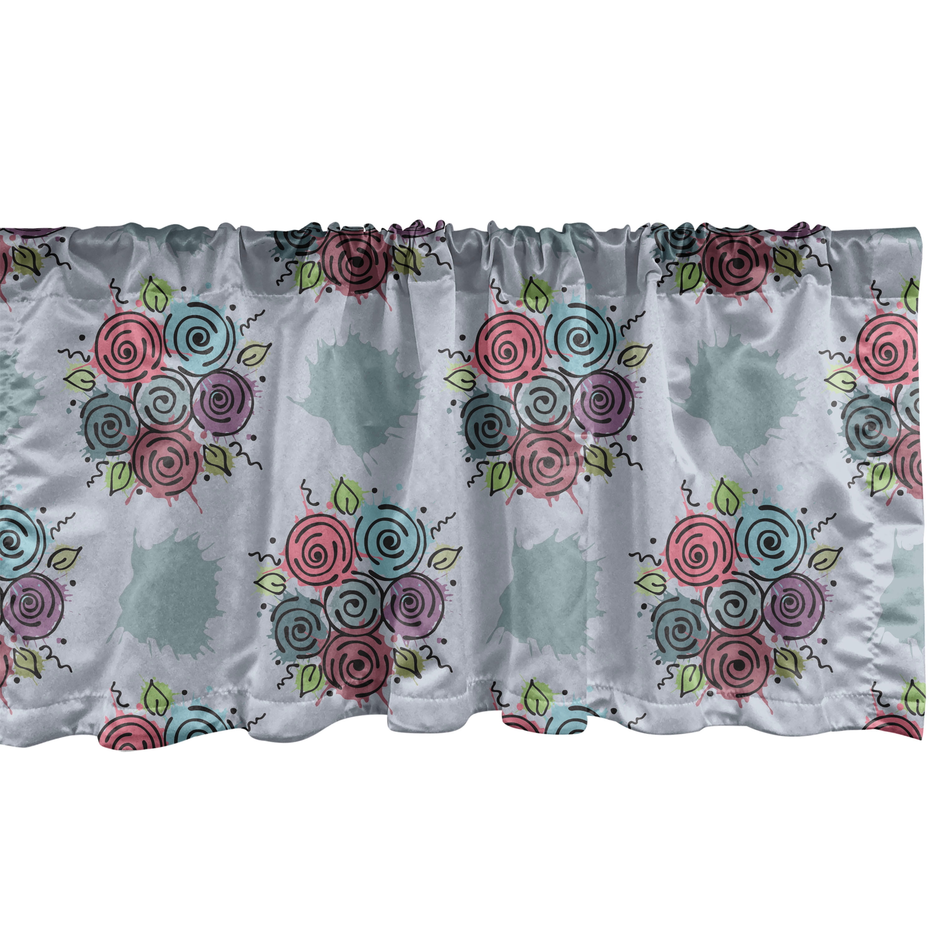 Ambesonne Floral Window Valance, Abstract Bouquet of Flowers with ...