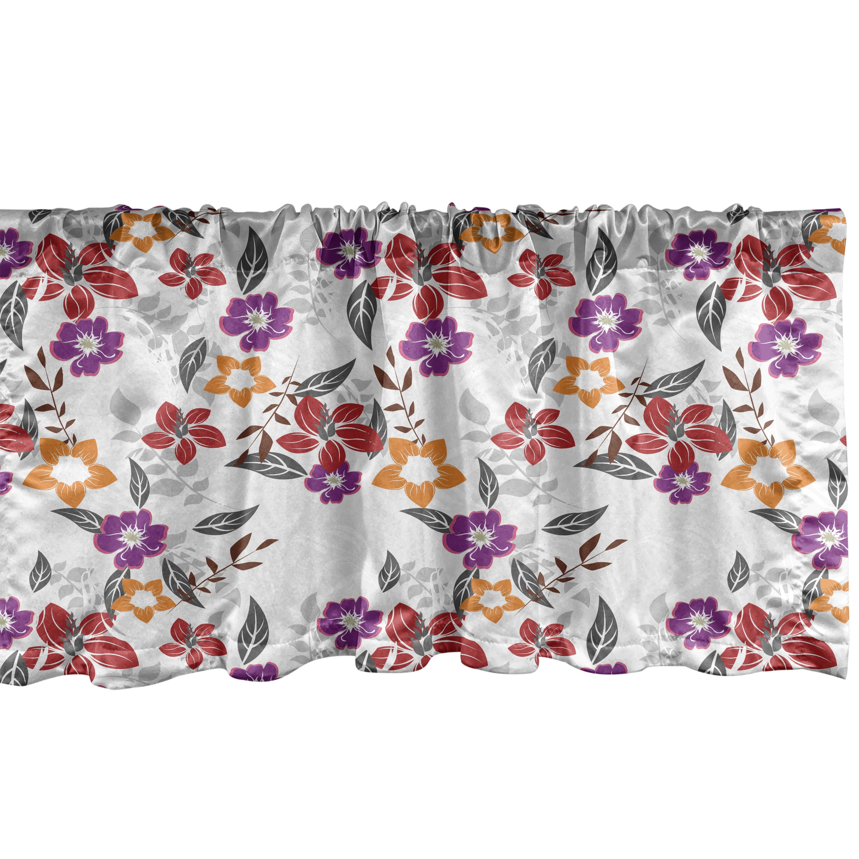 Ambesonne Floral Window Valance, Classic Flowers Farmhouse, 54" X 18 ...