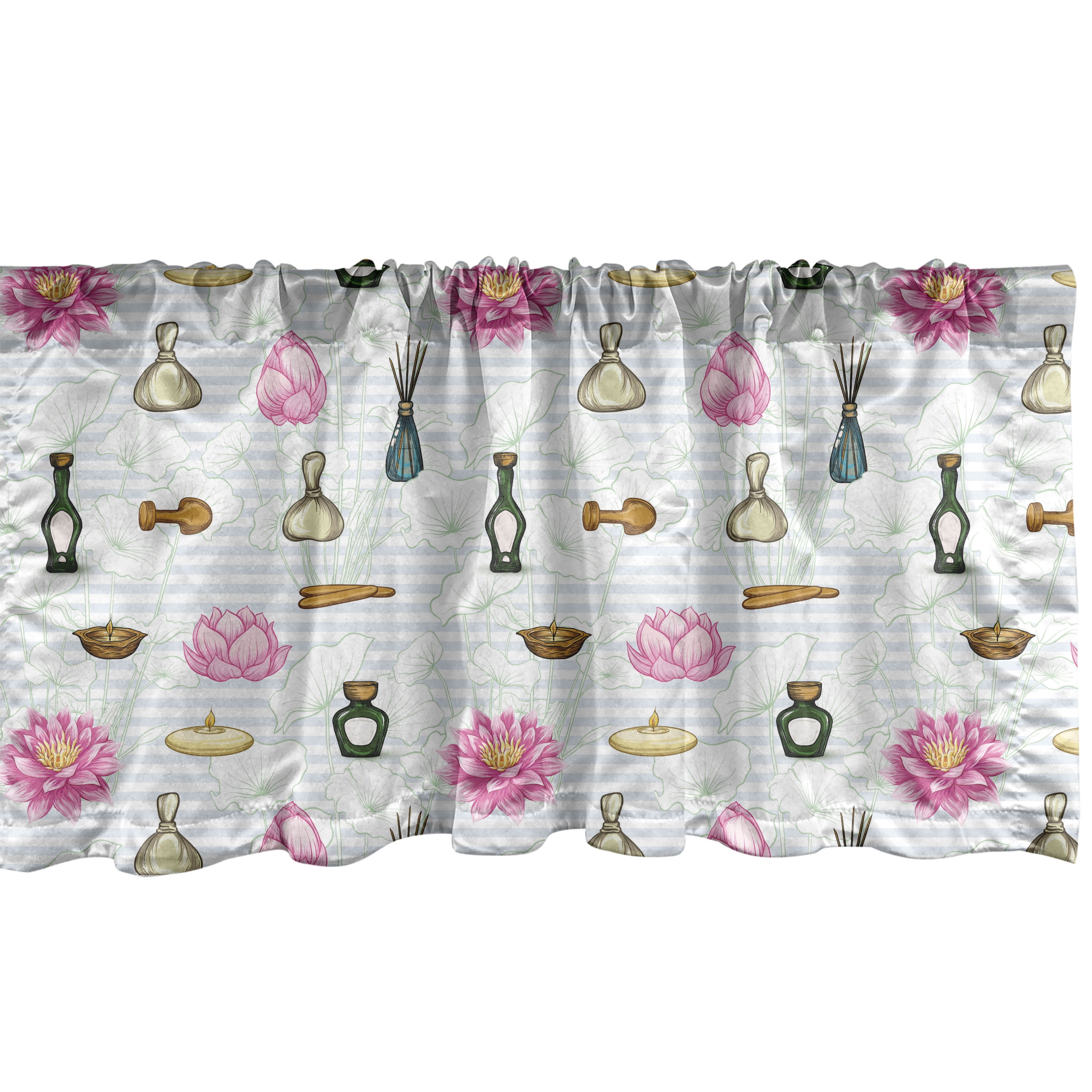 Ambesonne Floral Window Valance, Colorful Perfume Bottles, 42" x 12 ...
