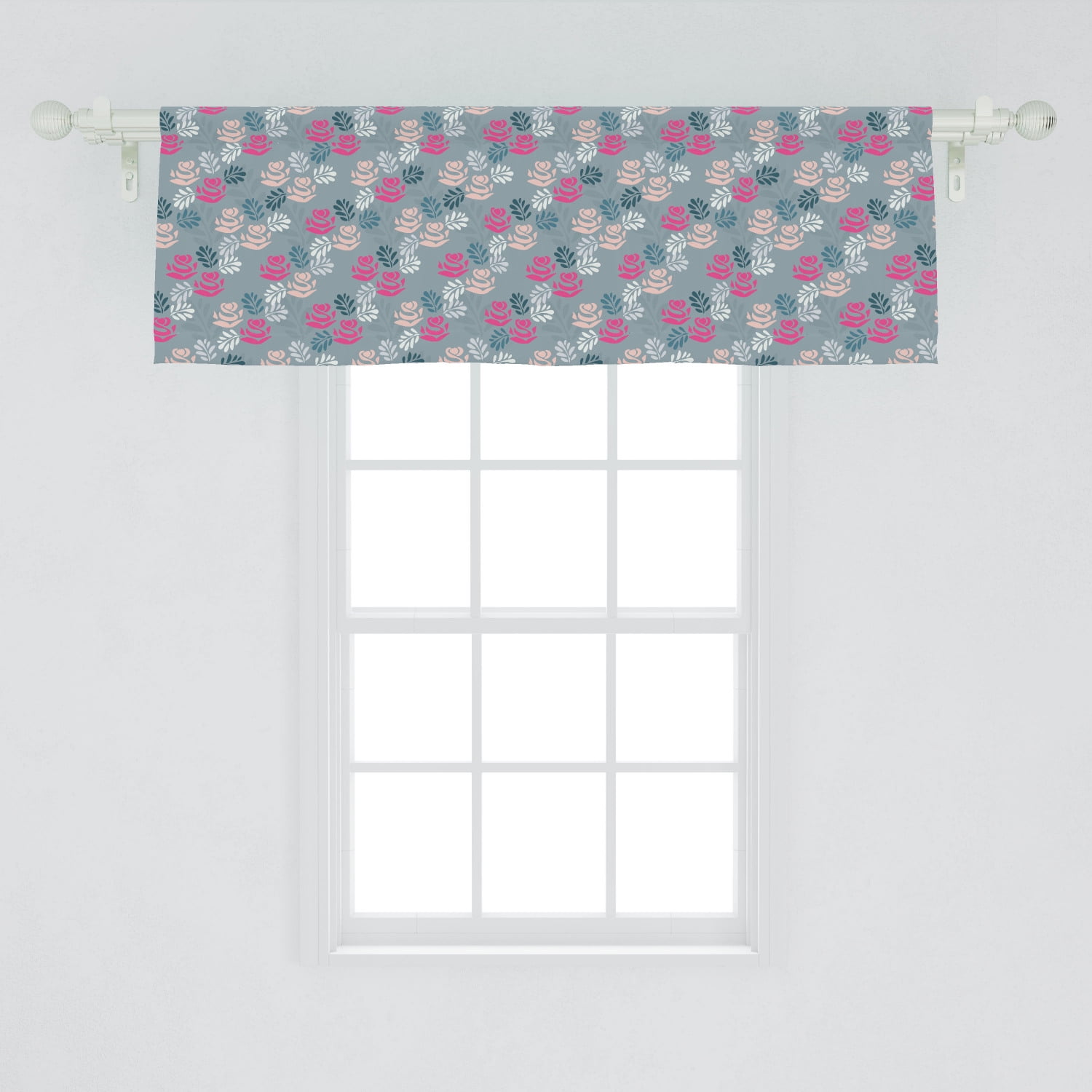 Ambesonne Floral Window Valance, Colorful Roses and Leafy Branches with ...