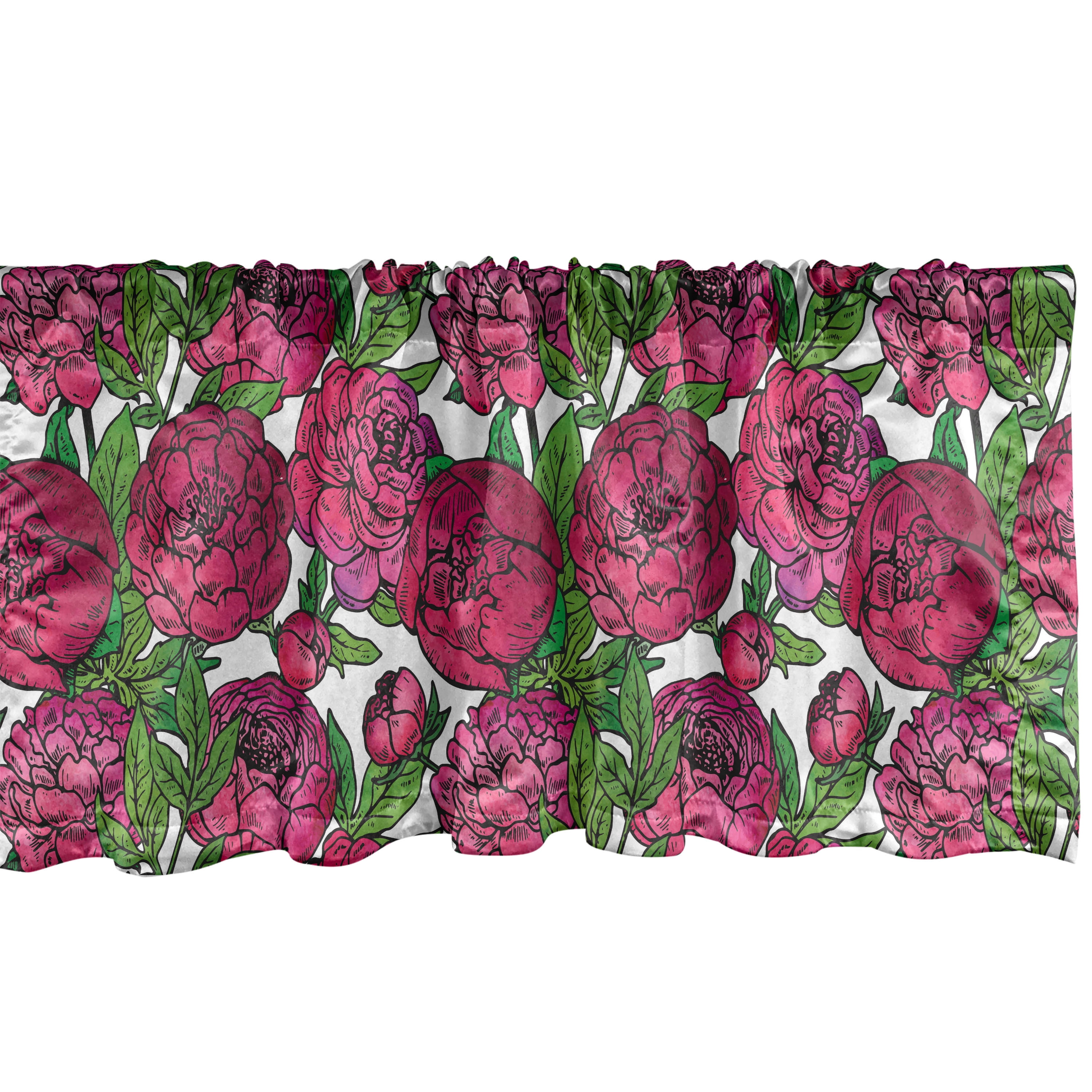 Ambesonne Floral Window Valance, Continuing Summer Season Peony ...