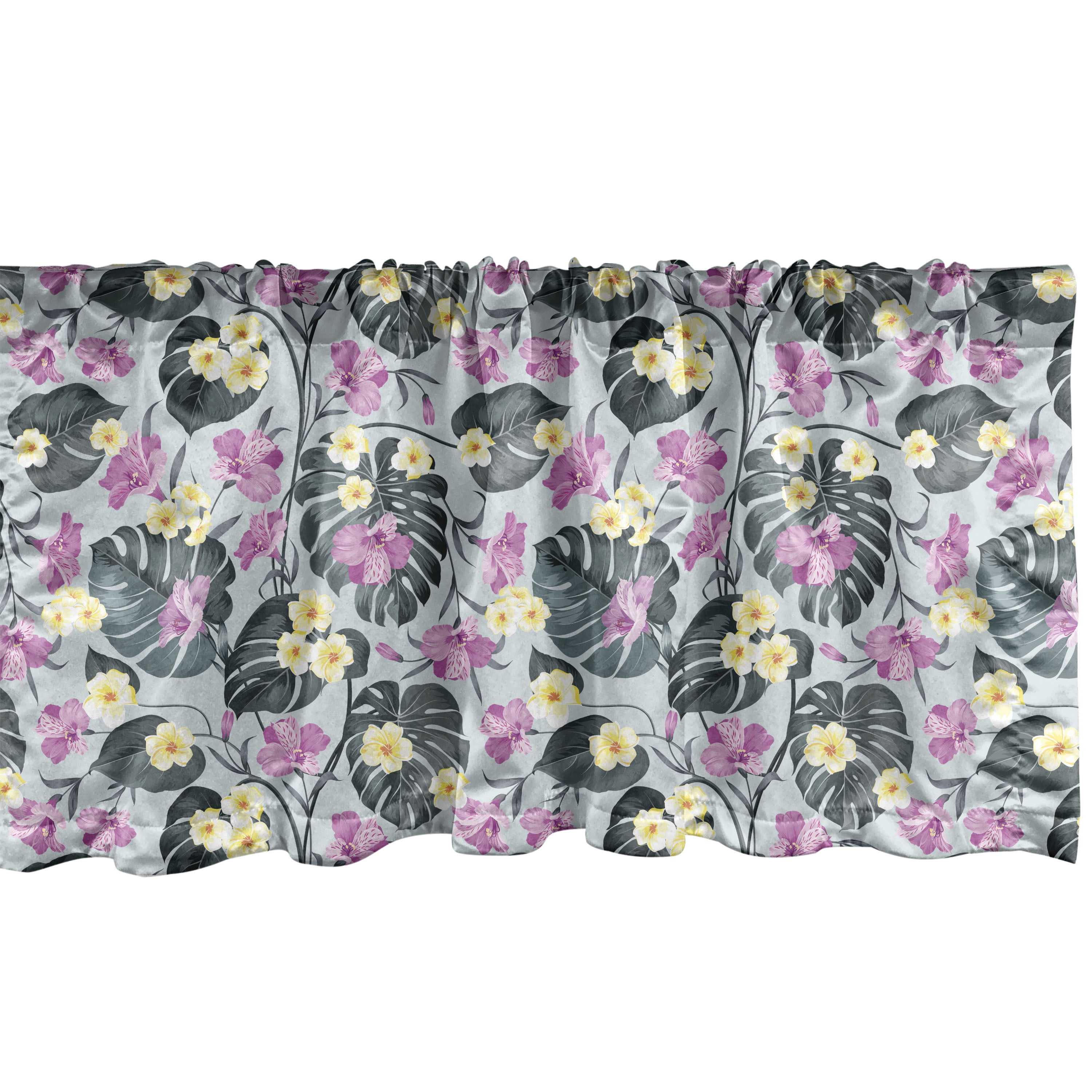 Ambesonne Floral Window Valance, Design of Exotic Plantation, 54" X 18 ...
