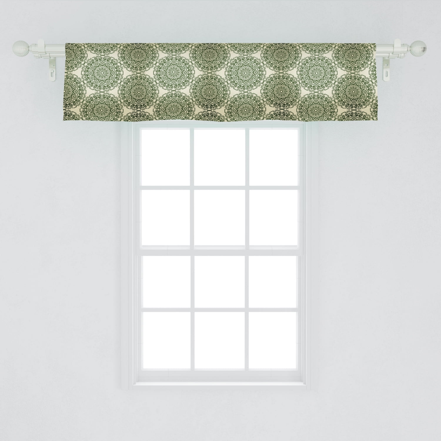 Ambesonne Floral Window Valance, Flourishing Round Elements, 54" X 12 ...