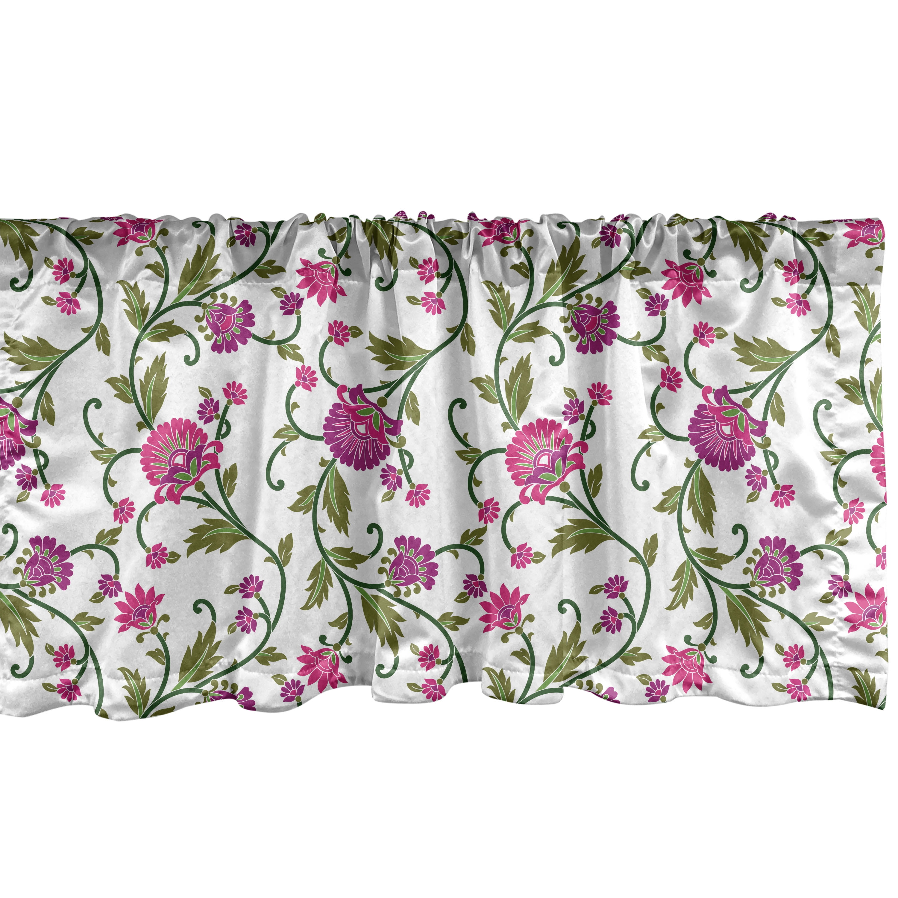 Ambesonne Floral Window Valance, Flowers with Curved Branches, 54" X 18 ...