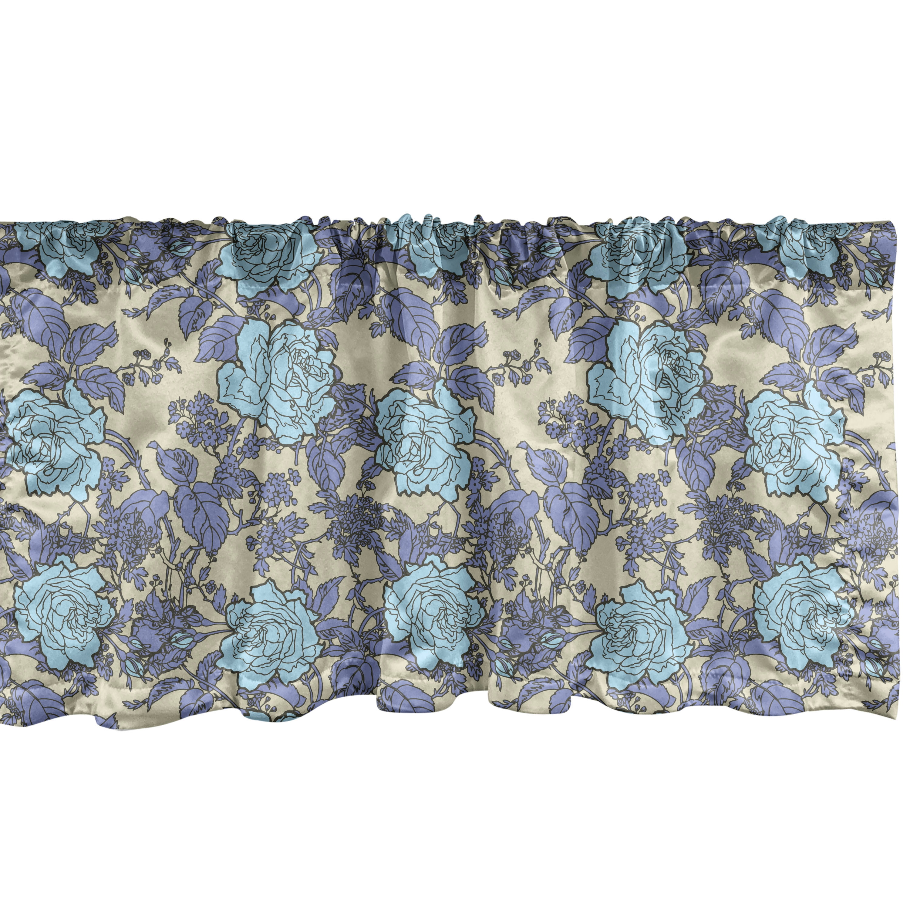 Ambesonne Floral Window Valance, Hand Drawn Wild Roses Art, 54" X 12 ...