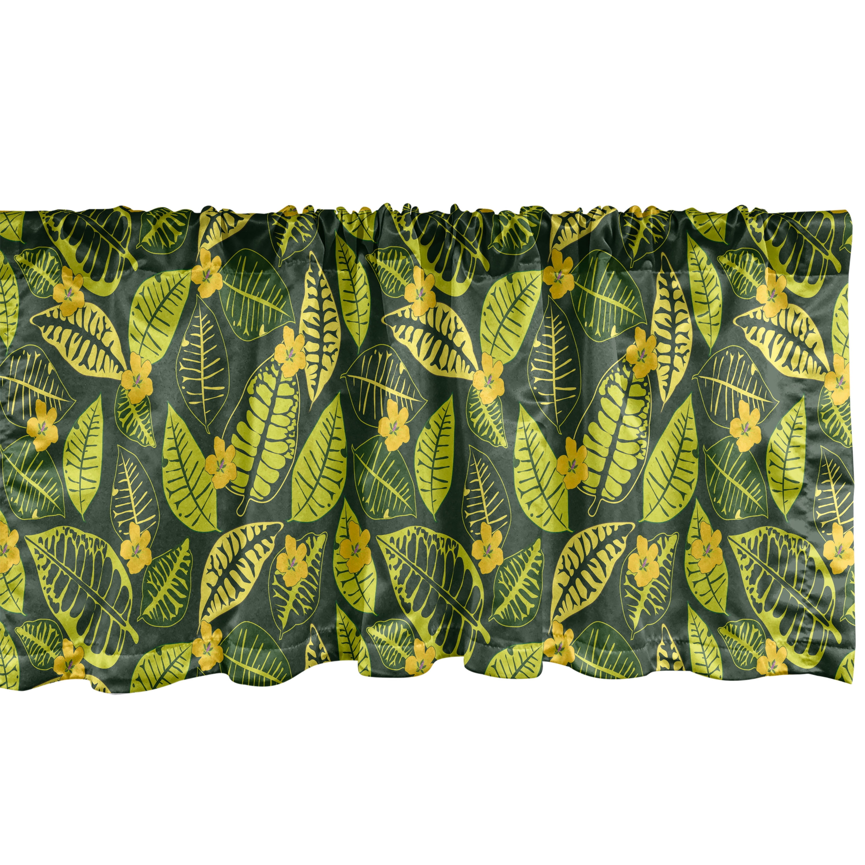 Ambesonne Floral Window Valance, Hawaiian Flowers and Leaves, 54" X 12 ...