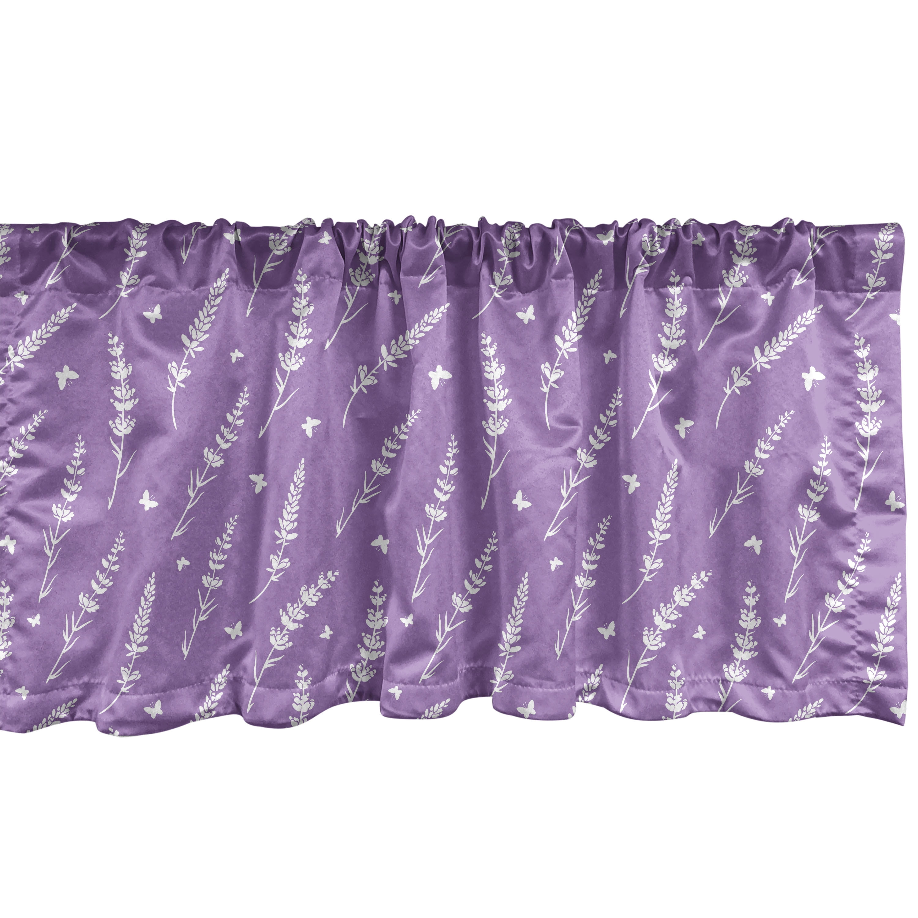 Ambesonne Floral Window Valance, Lavender and Butterflies, 54" X 18 ...