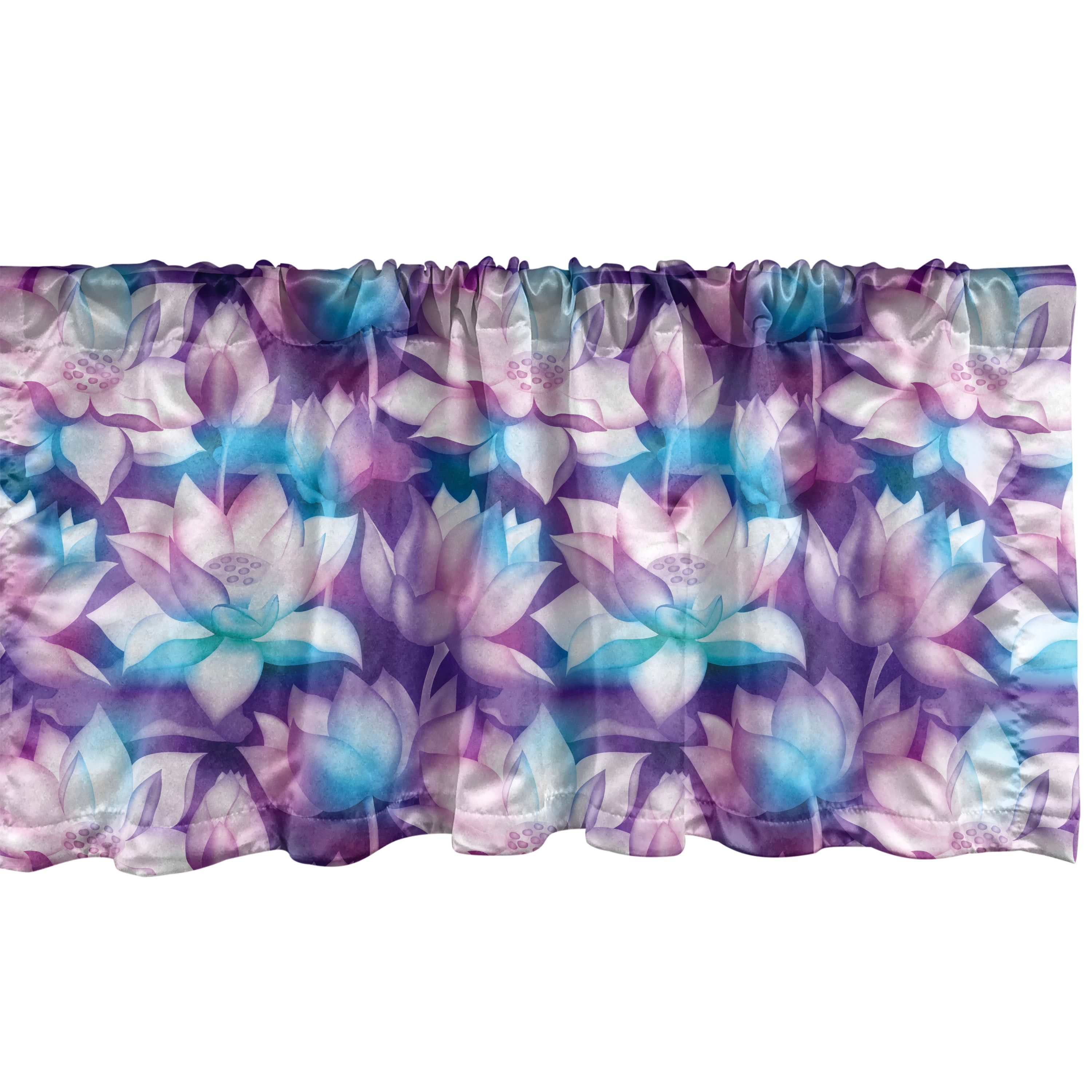 Ambesonne Floral Window Valance, Lotus Flower and Buds Motifs, 42" x 12 ...