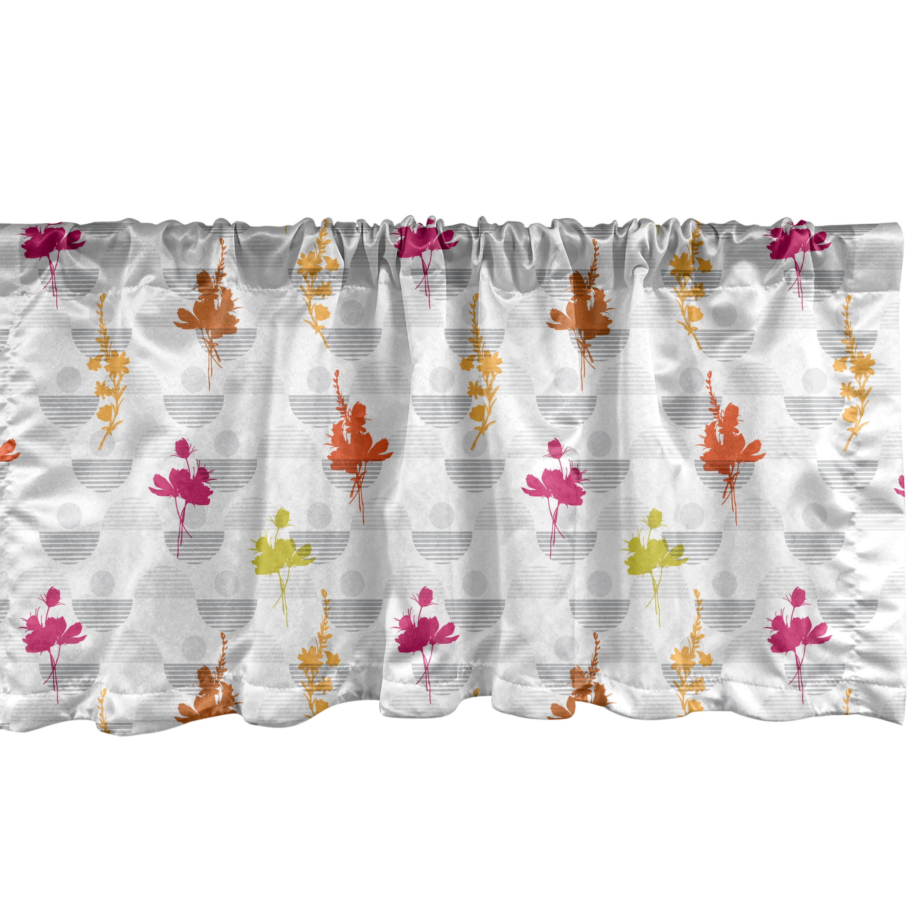 Ambesonne Floral Window Valance, Modern Graphical Concept of Wildflower ...