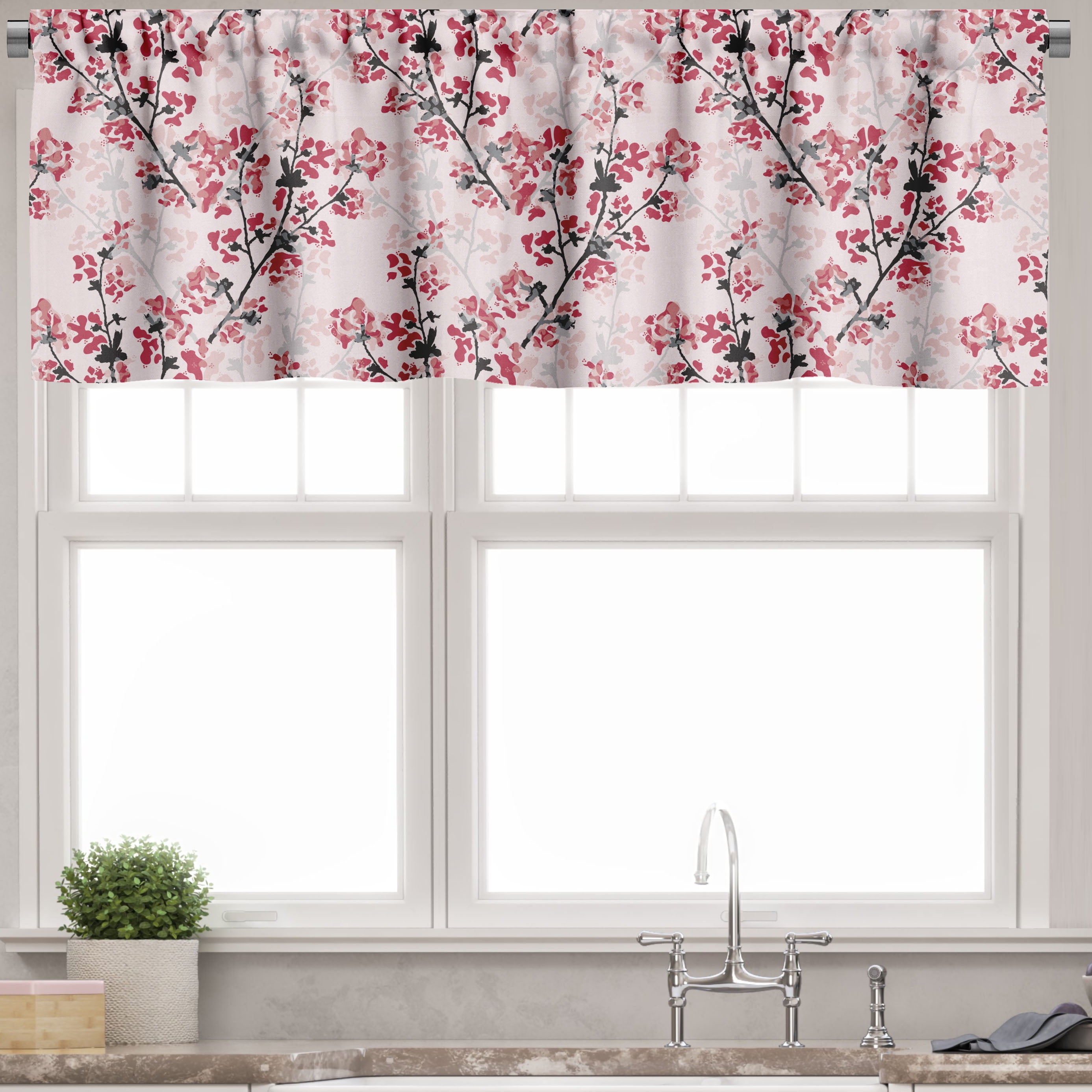 Ambesonne Floral Window Valance, Nature Inspired Branches, 54" X 12 ...