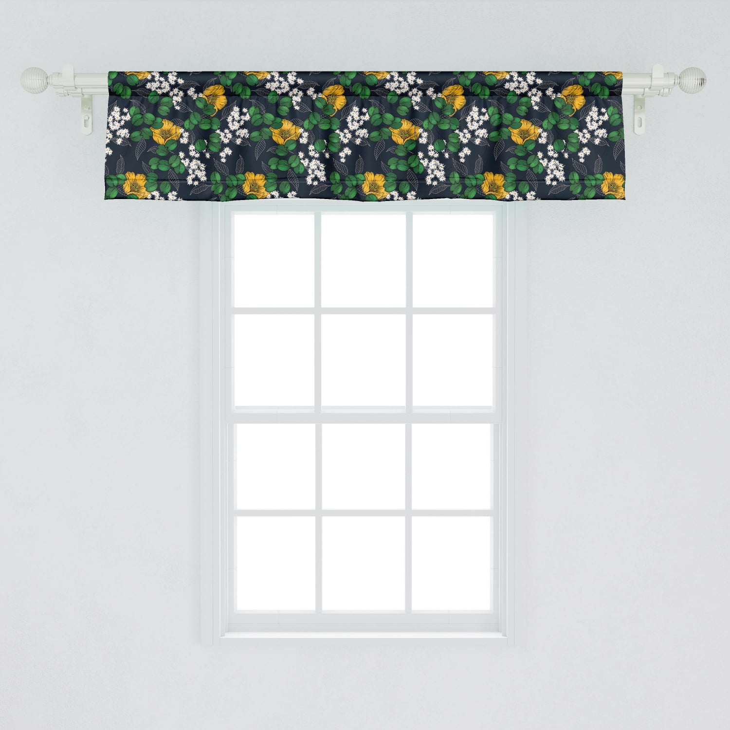 Ambesonne Floral Window Valance Leaves Daisy And Poppies 54 X 12