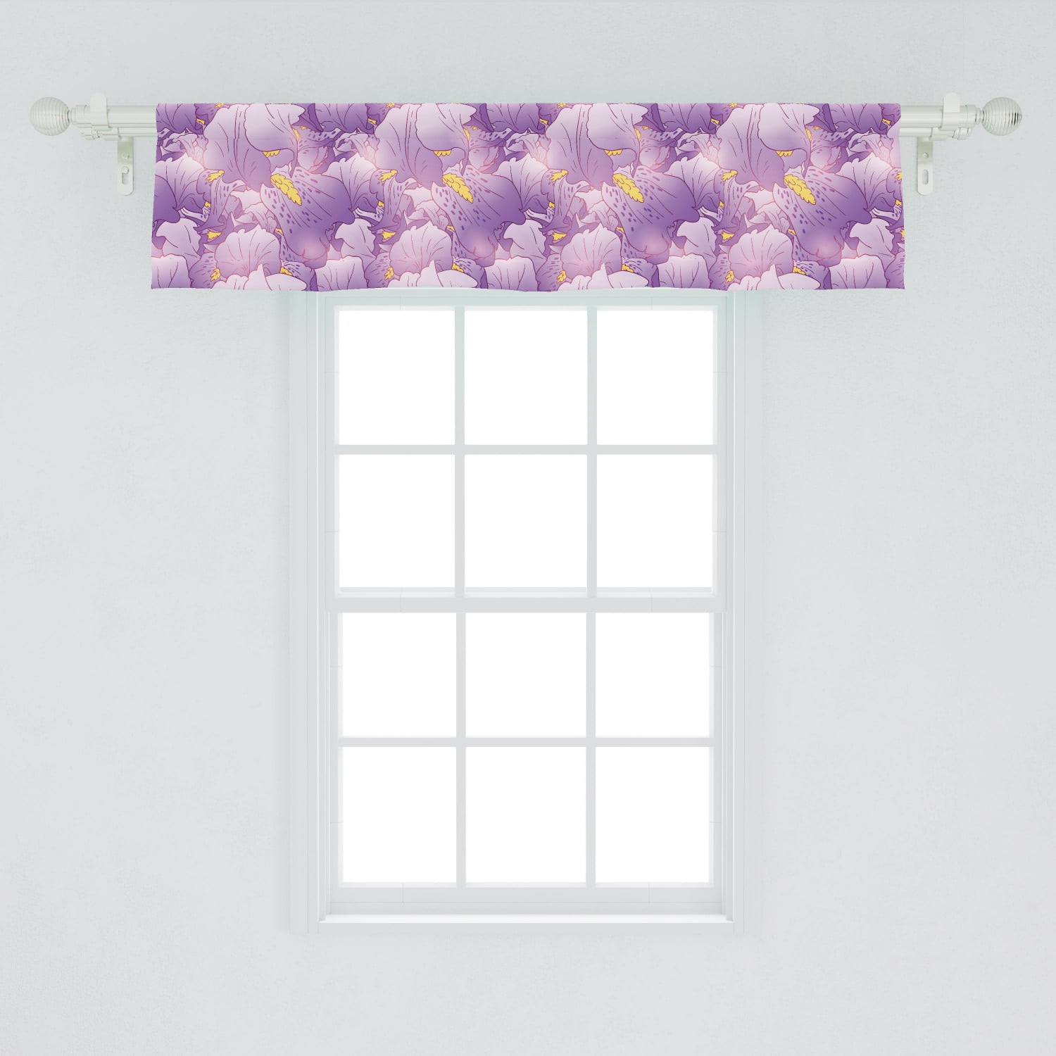Ambesonne Floral Window Valance, Effect Iris Flowers, 54" X 12 ...