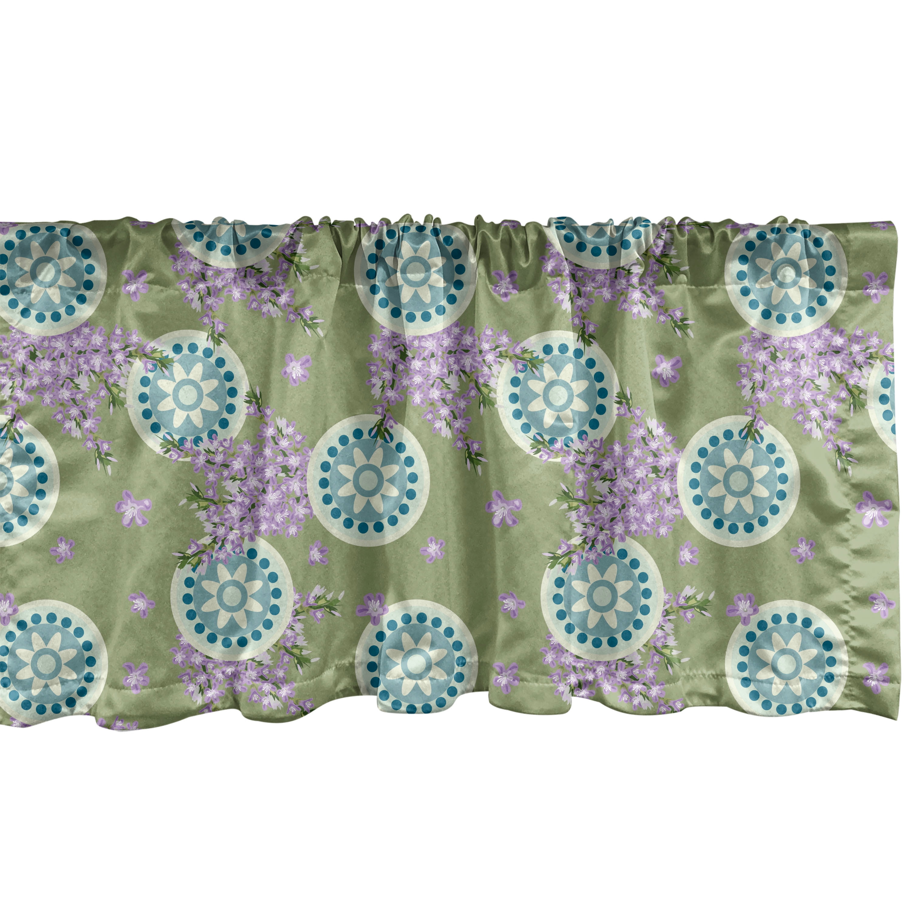 Ambesonne Floral Window Valance, Ornate Round Spring Flower, 42" x 12 ...