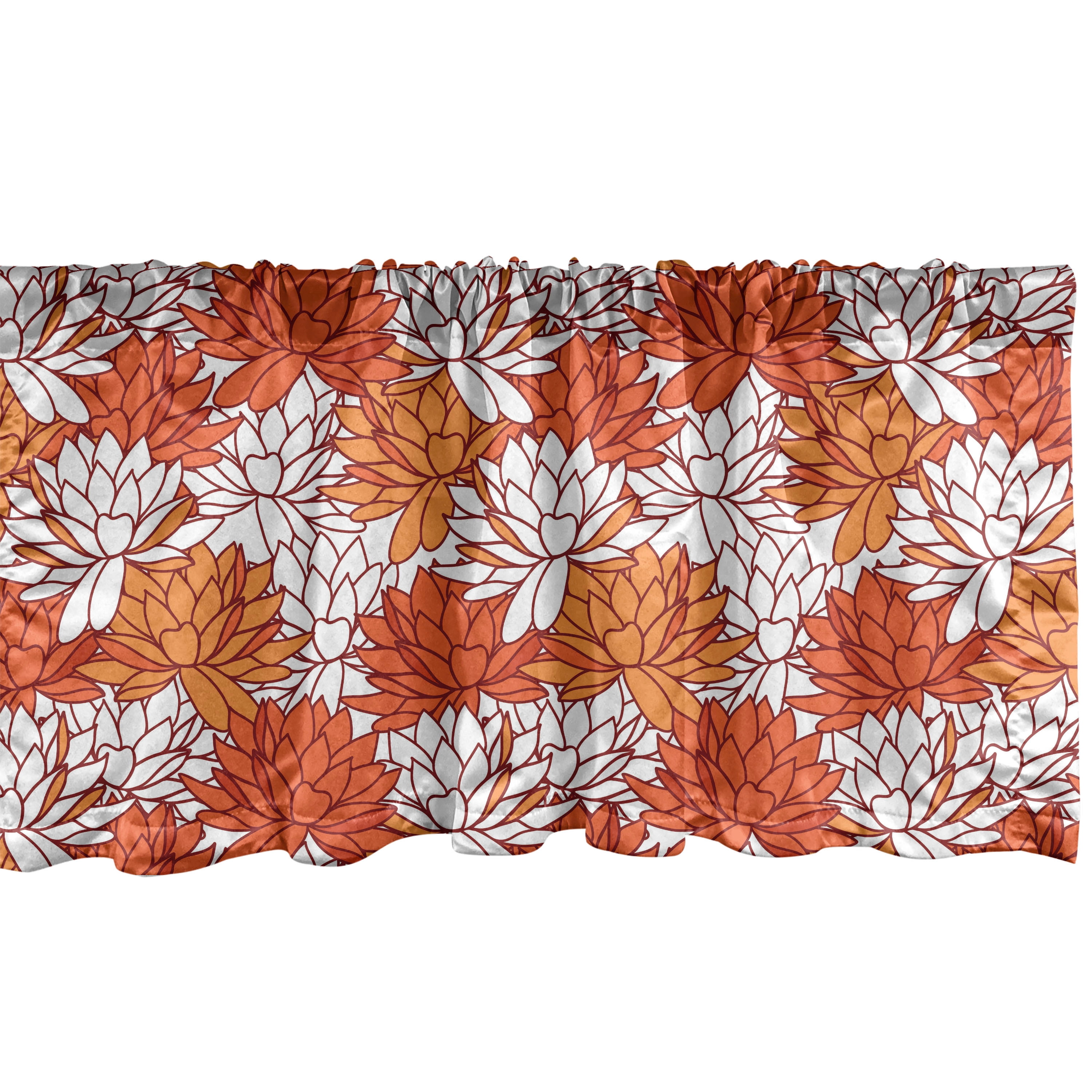 Ambesonne Floral Window Valance, Overlapping Lotus Flower, 54" X 12 ...