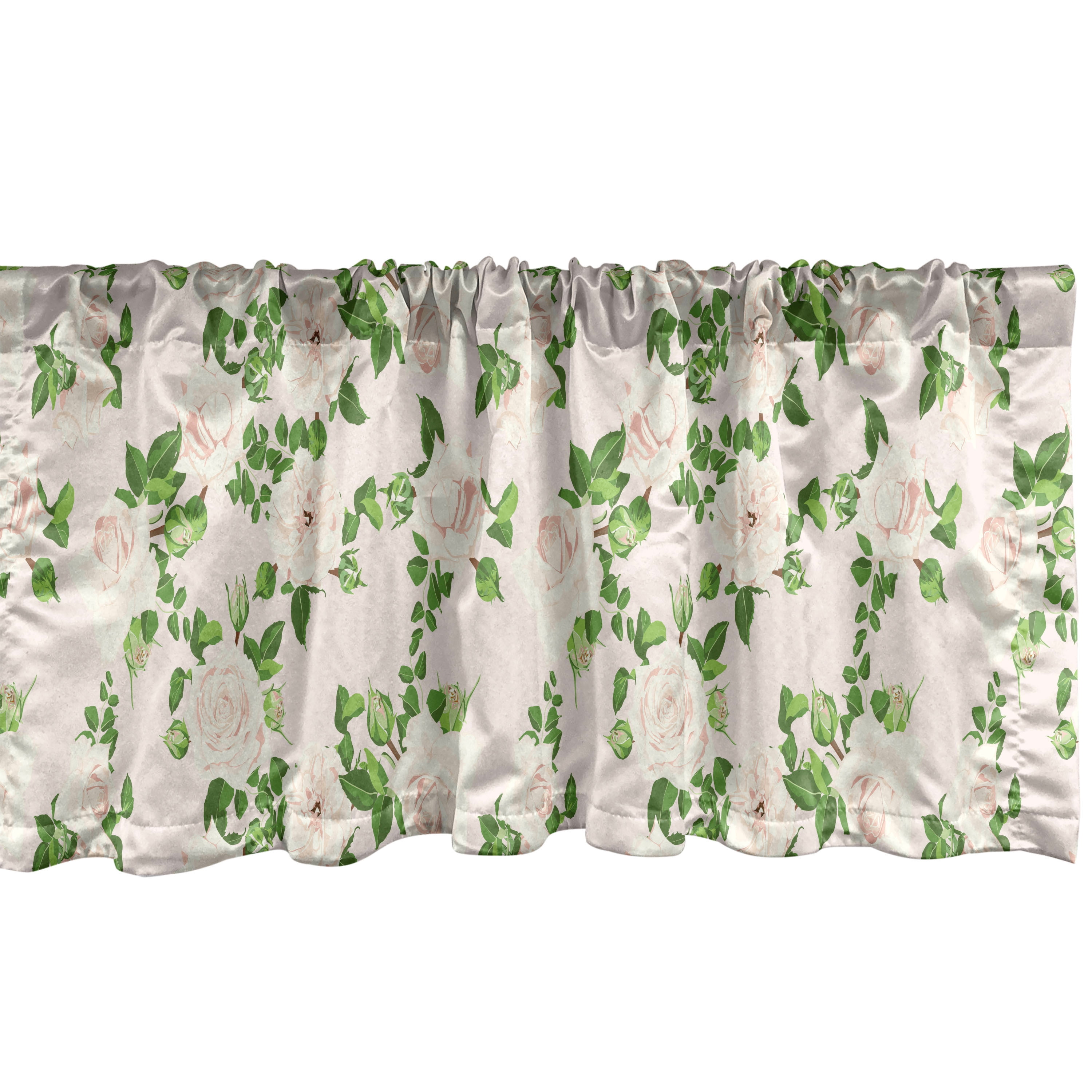 Ambesonne Floral Window Valance, Pastel Simple Rose Flowers, 54" X 18 ...