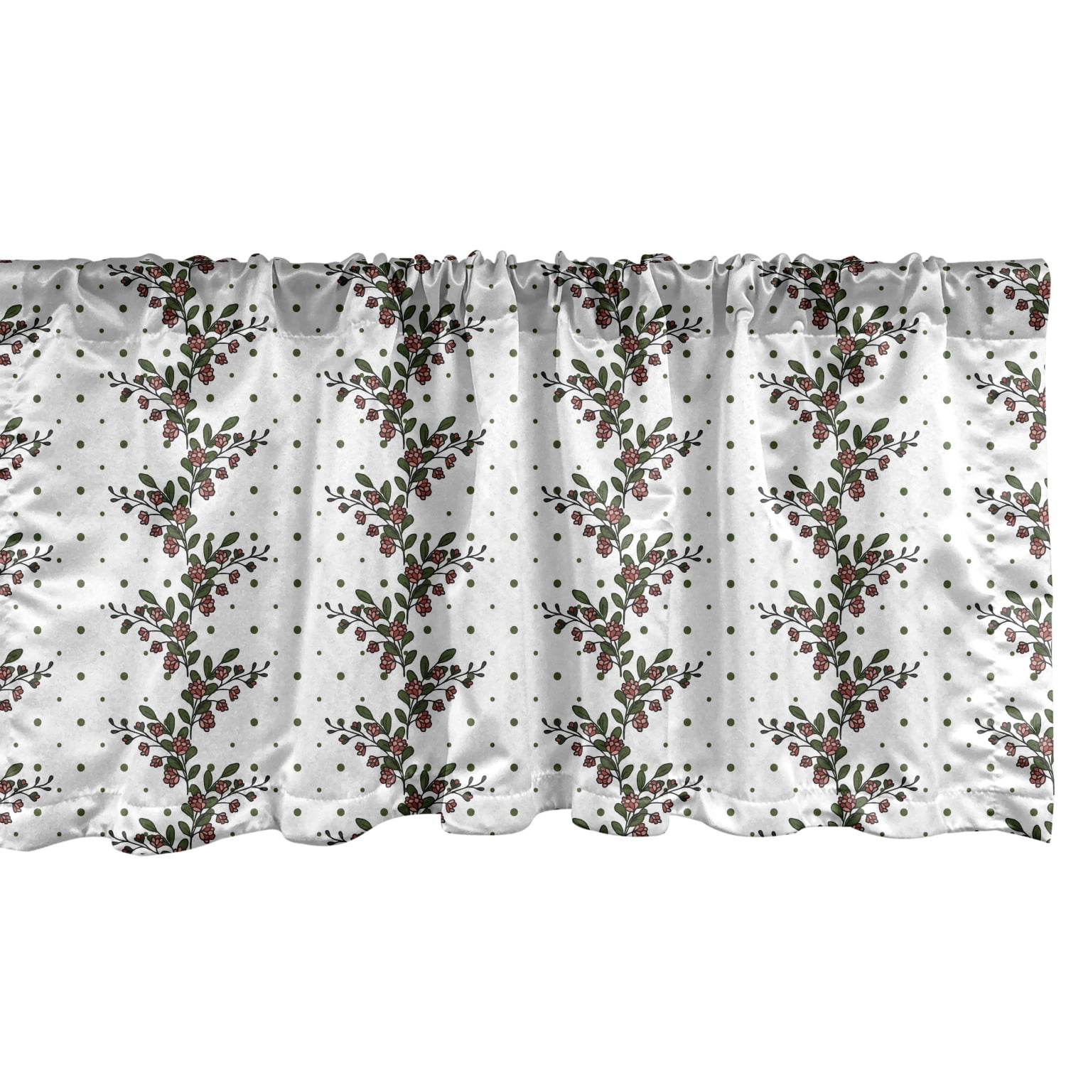 Ambesonne Floral Window Valance, Pattern of Vertical Leaves and Flower ...