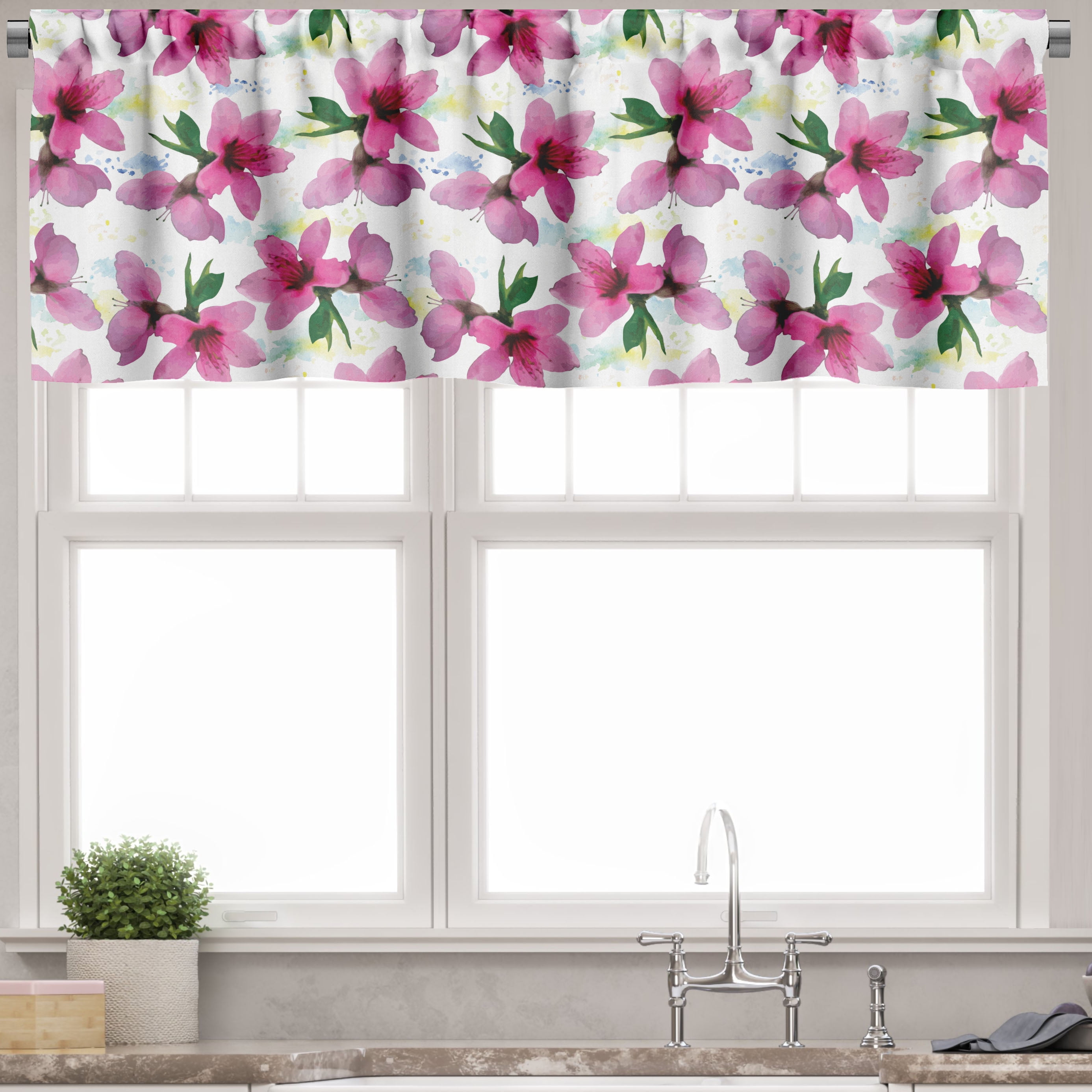 Ambesonne Floral Window Valance, Petals Botany Essence, 54" X 12 ...