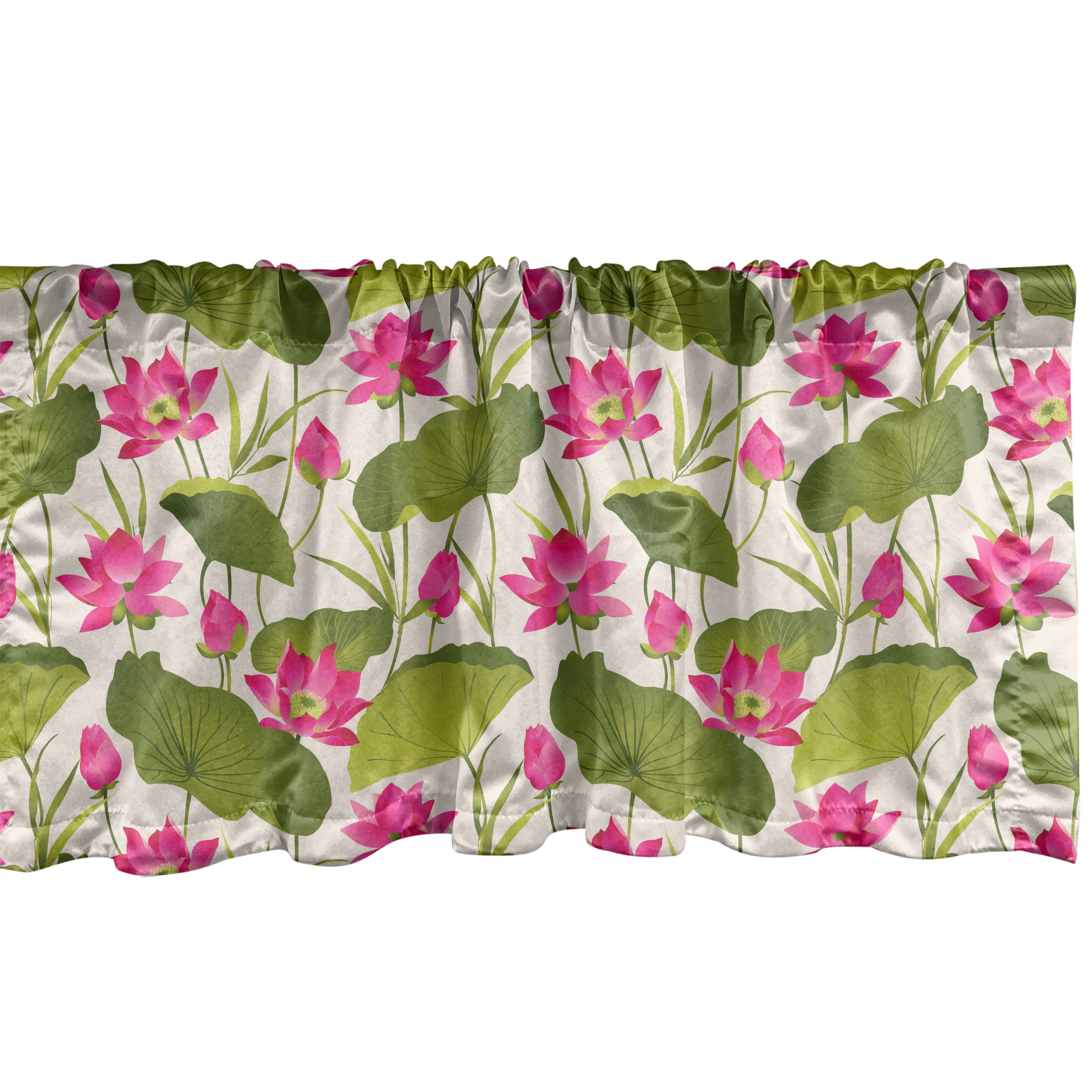 Ambesonne Floral Window Valance, Repeated Lotus Flowers with Leaves in ...
