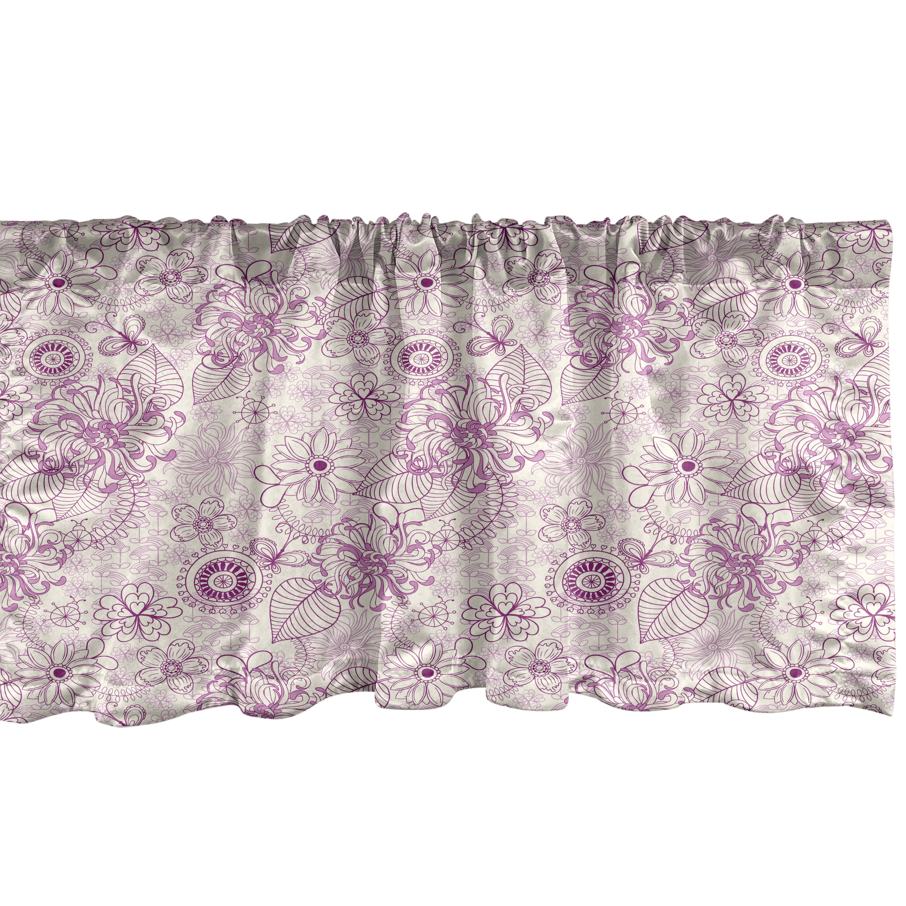 Ambesonne Floral Window Valance, Retro Flowers Soft Tones, 42" x 18 ...