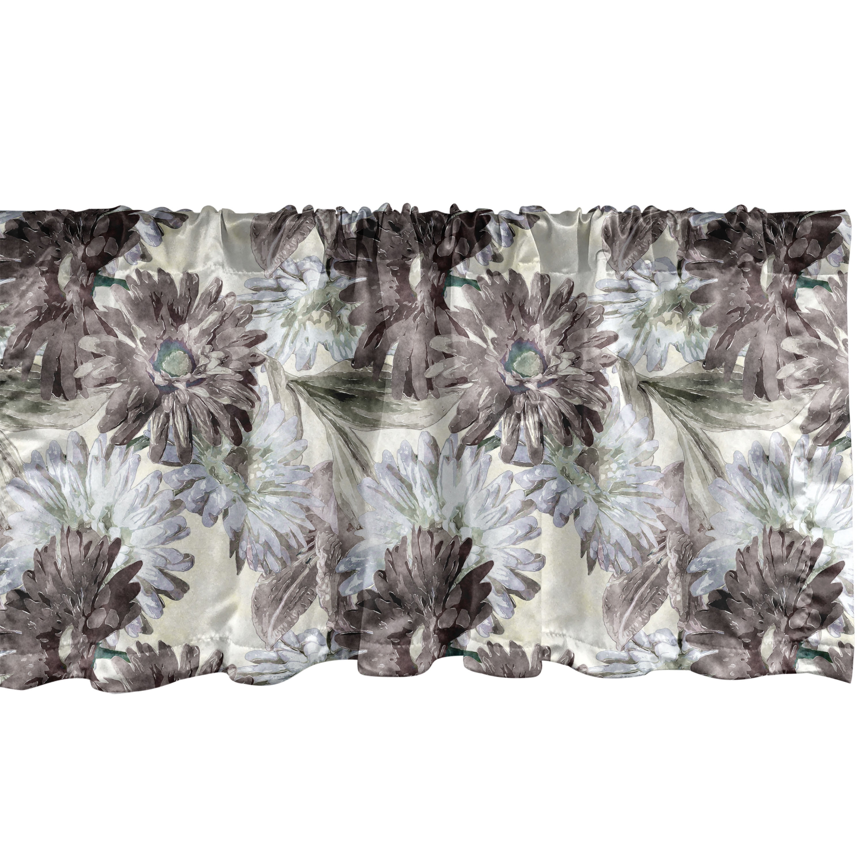 Ambesonne Floral Window Valance, Retro Gerbera Petals Leaves, 42" x 18 ...